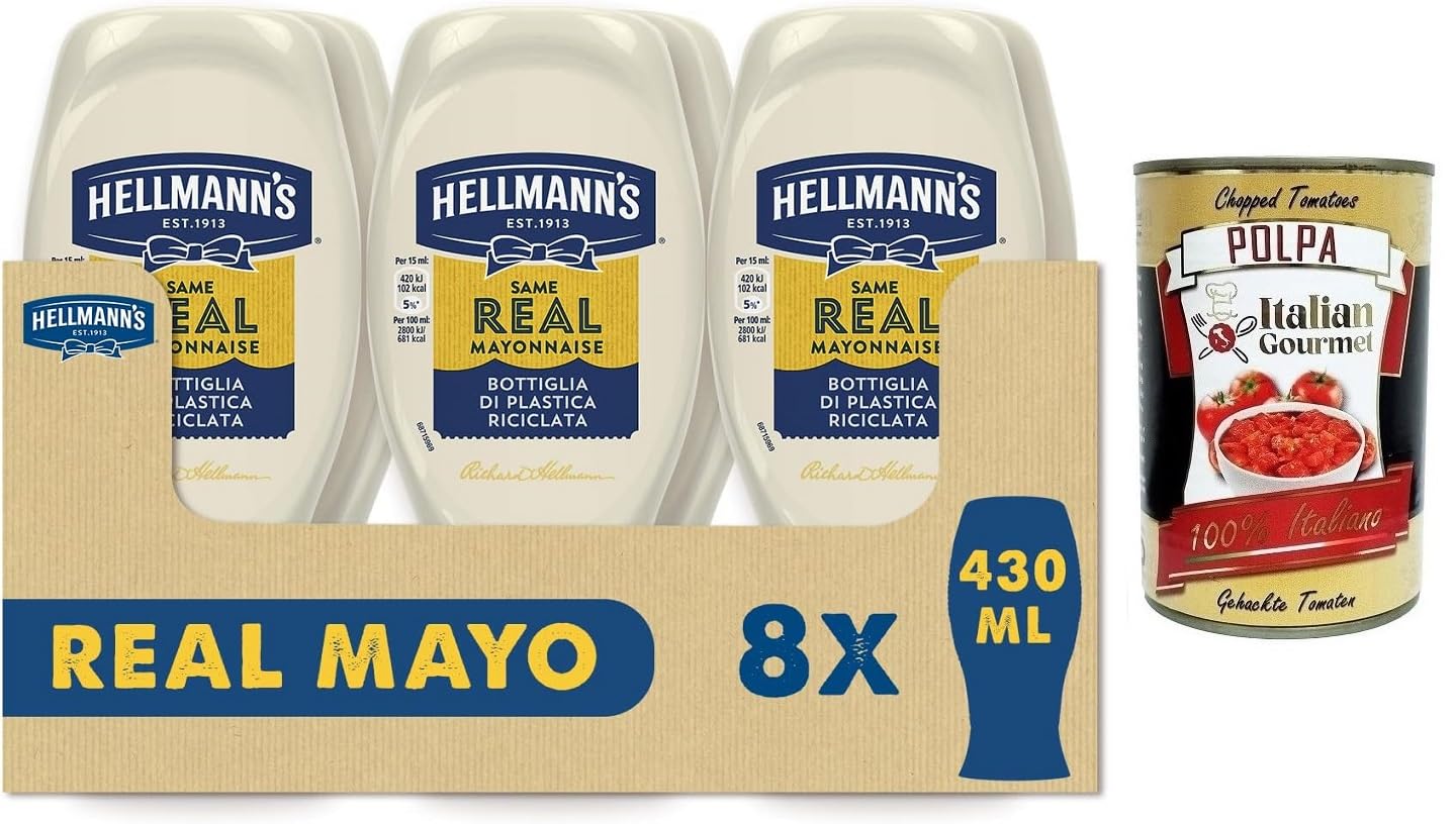 8x Hellmann's Maionese,Mayonnaise in Top-Down-Verpackung,430ml + Italian Gourmet Polpa di ...