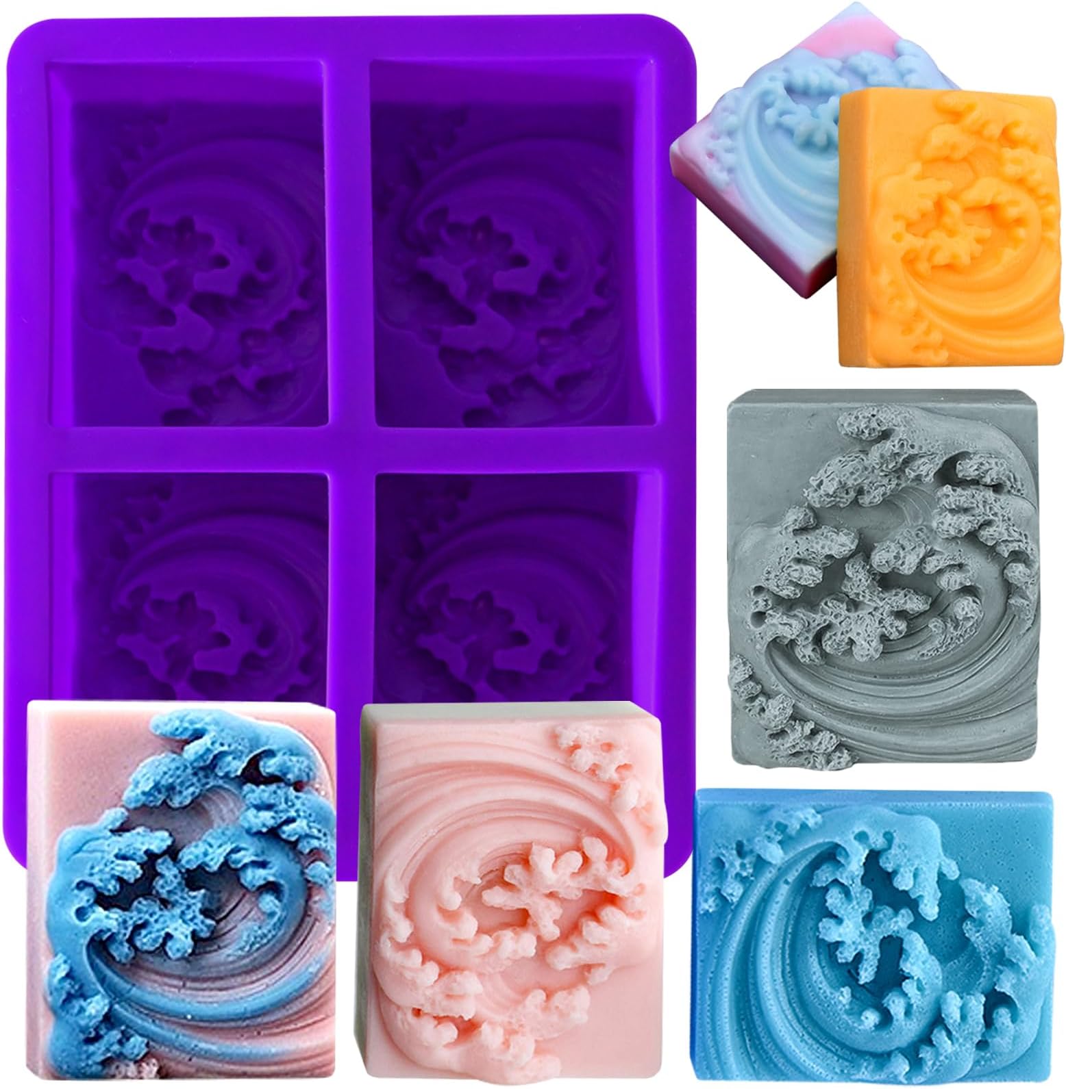 Amazon.com: 3D Ocean Waves Silicone Molds for Resin Scented Candles ...