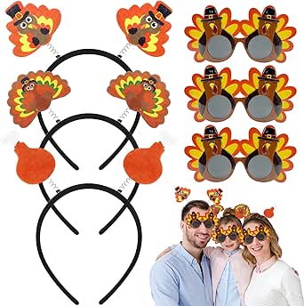 Amazon.com: CIEOVO 6 Pcs Thanksgiving Turkey Headbands Turkey ...