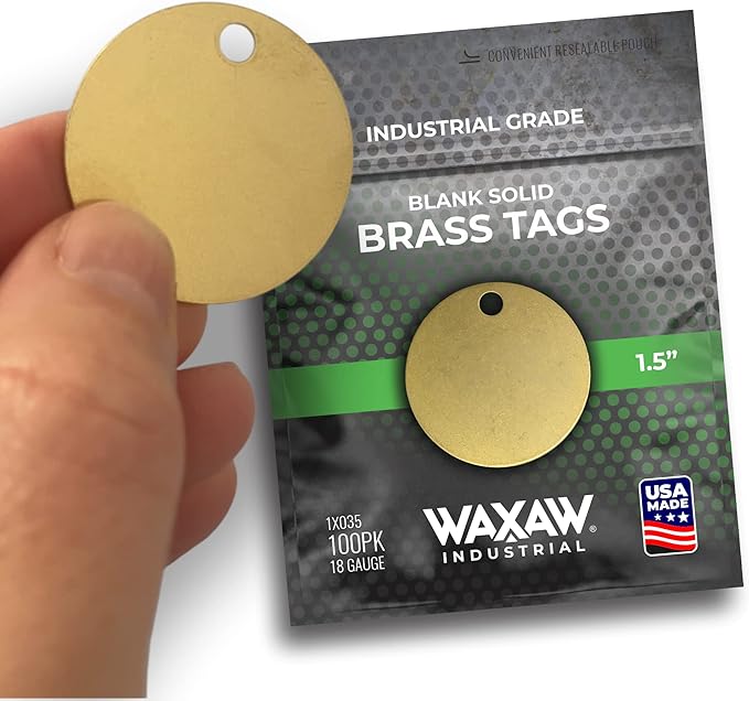 Amazon.com : 1.50” Solid Brass Tags for Stamping (100 Pack) Industrial ...