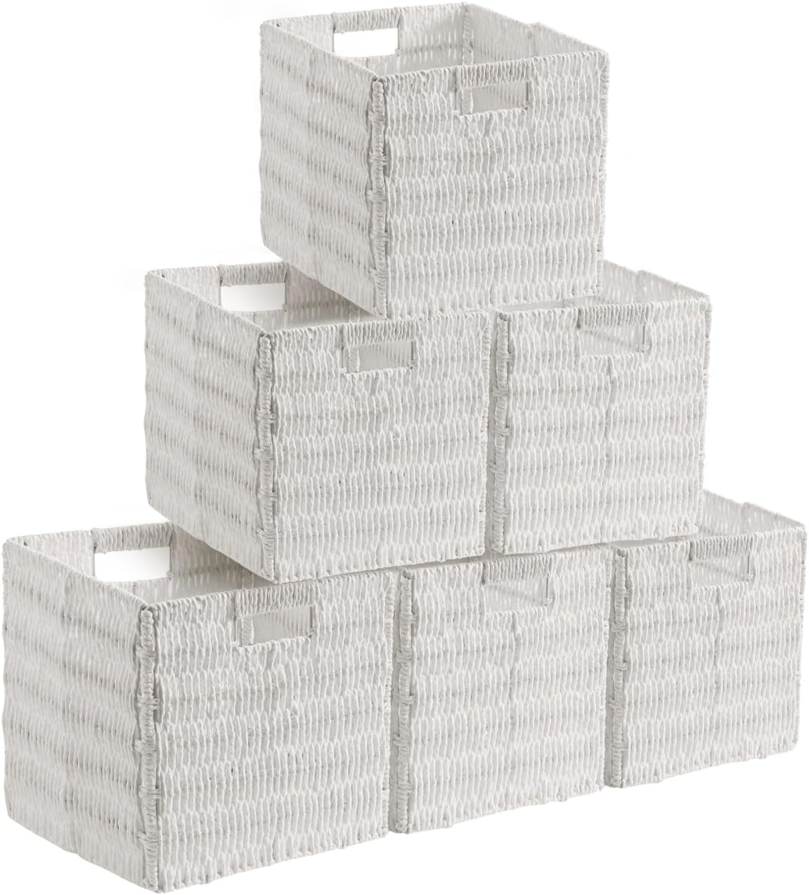 Amazon.com: Ornavo Home Wicker Storage Basket, 11 Inch Storage Shelf ...