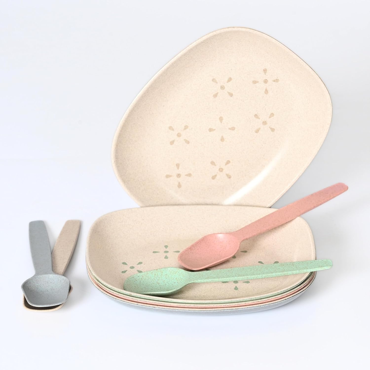 Buy Eha Earth-Friendly Small Snack Serving Plates Set of 4 with Spoons ...