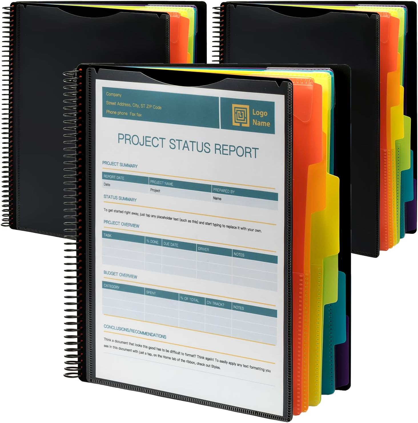 Amazon.com : Mukawa 12 Pocket Poly Project Organizer, Spiral Project ...