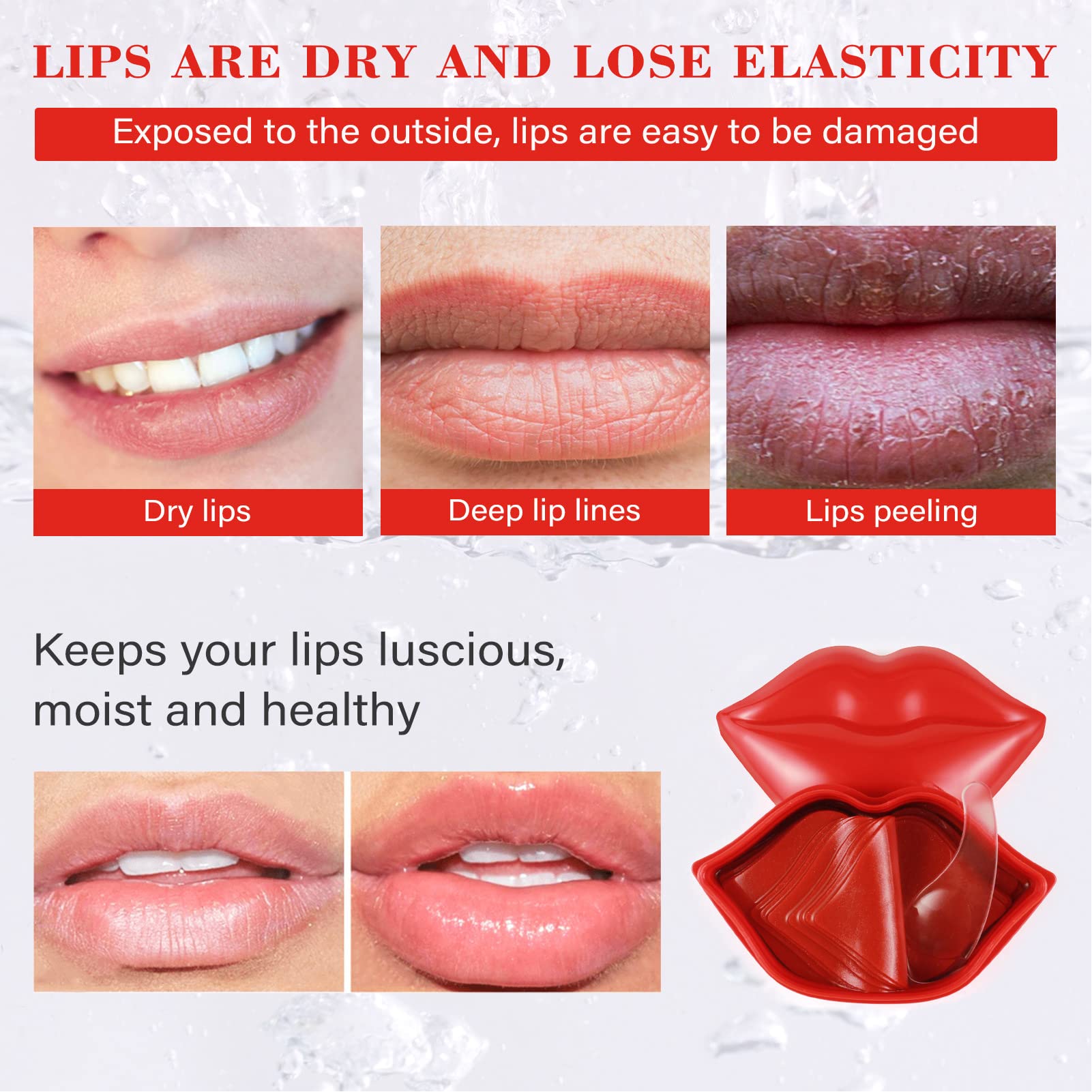 Lip Mask, Repair Lip Peeling Improve Lip Color 20 Sheets Moisturizing ...