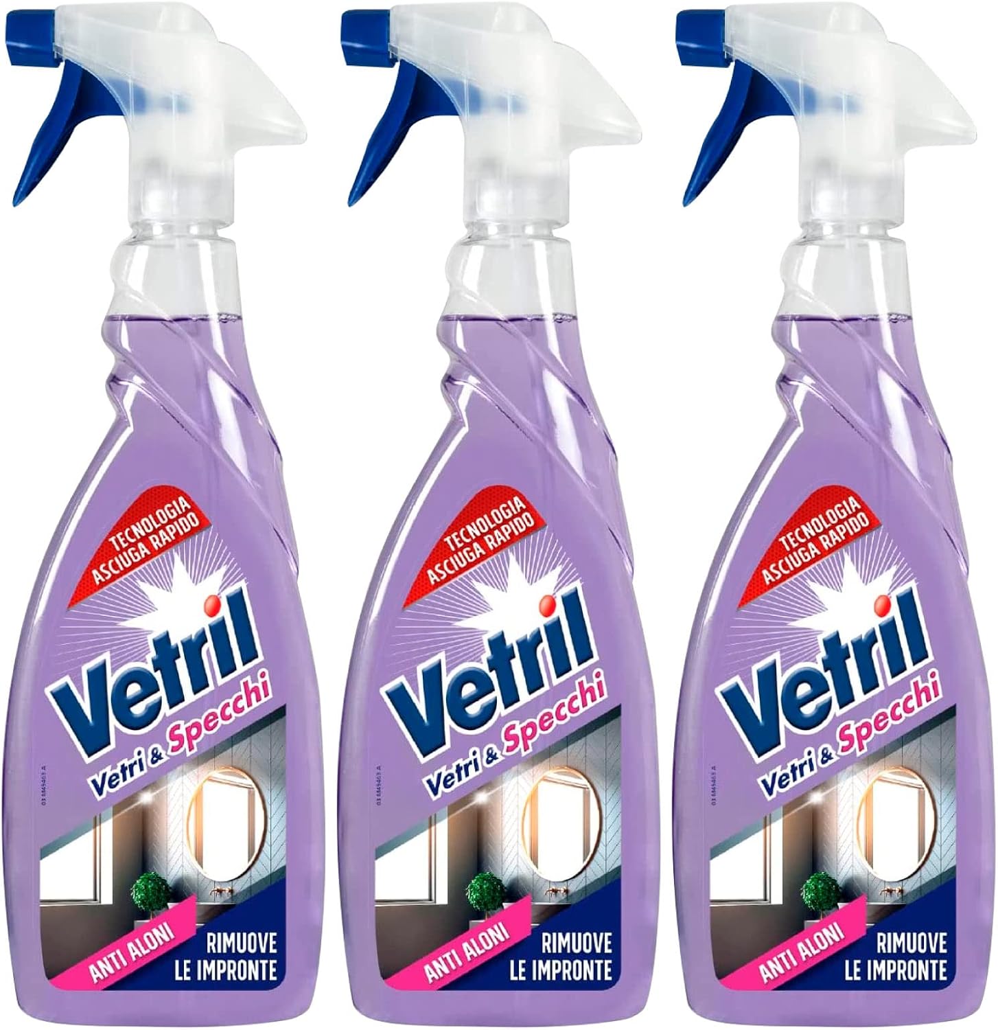 Vetril - Vetri e Specchi, Detergente Spray Tecnologia Asciuga Rapido ...