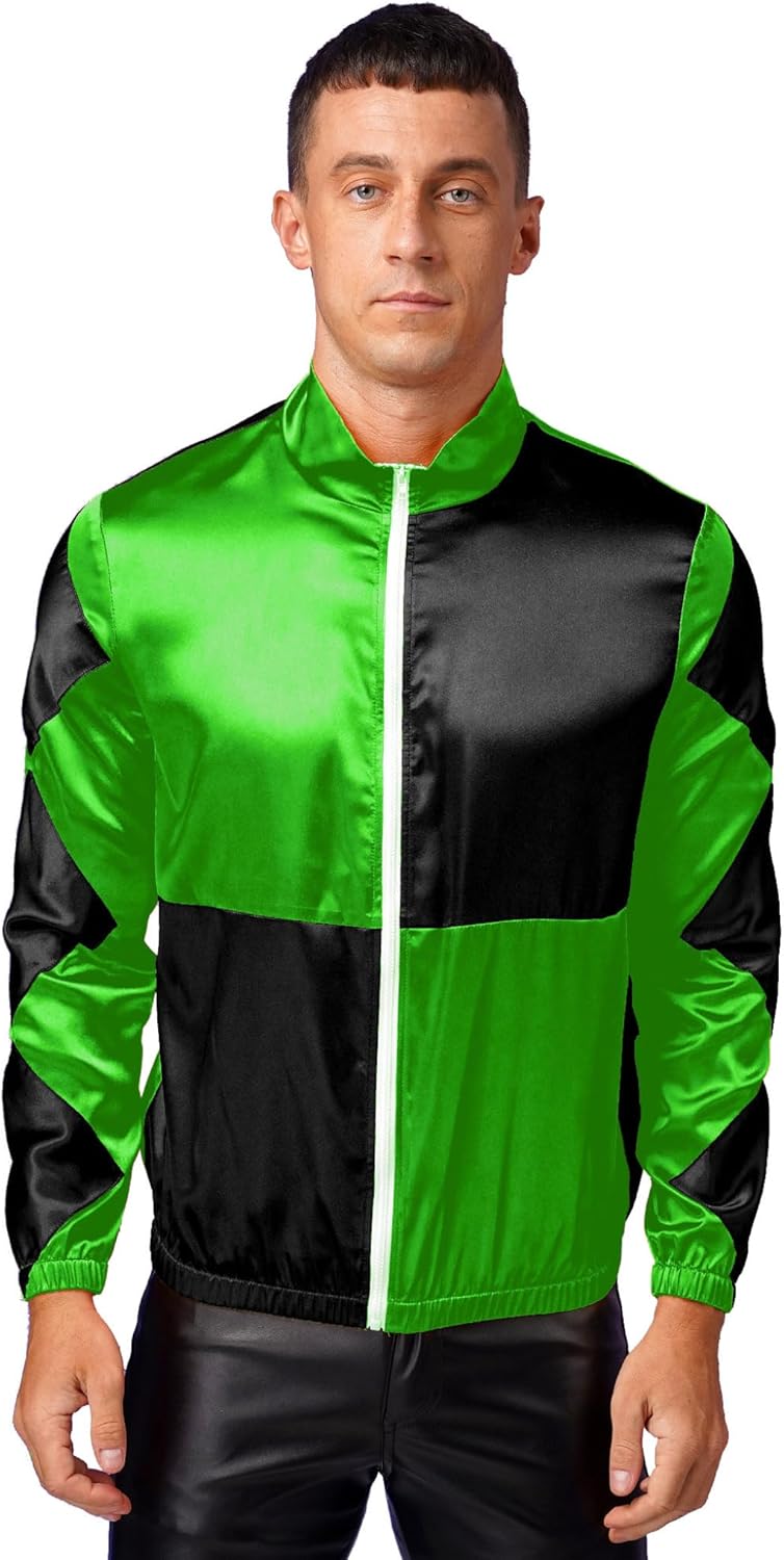 Amazon.com: Mufeng Mens Color Block Jockey Horse Costume Racing Rider ...
