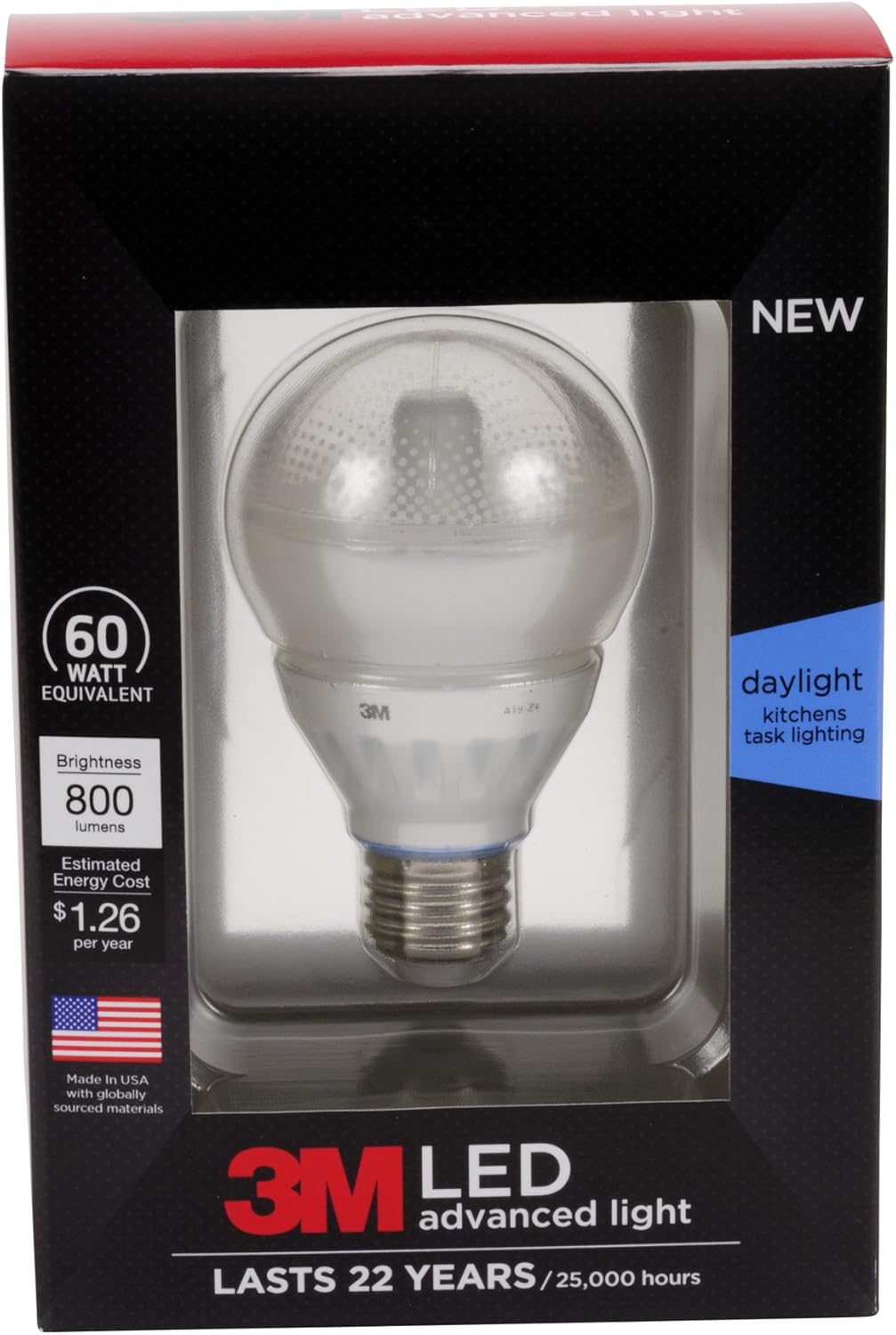 3M LED Advanced Light Bulb, Cool White, 60-Watt Equivalent, 865-Lumens ...