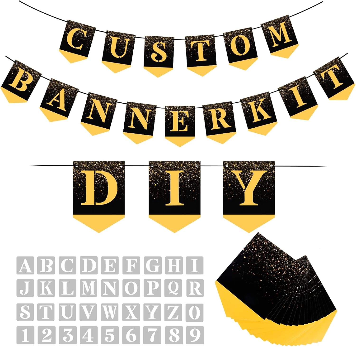 Amazon.com: DIY Custom Banner Kit with Letters,Black Gold Make Your Own ...