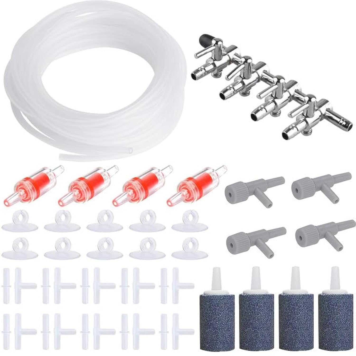 Aquarium Air Flow Contro with Air Stones,8m Airline Tubing Check Valves ...