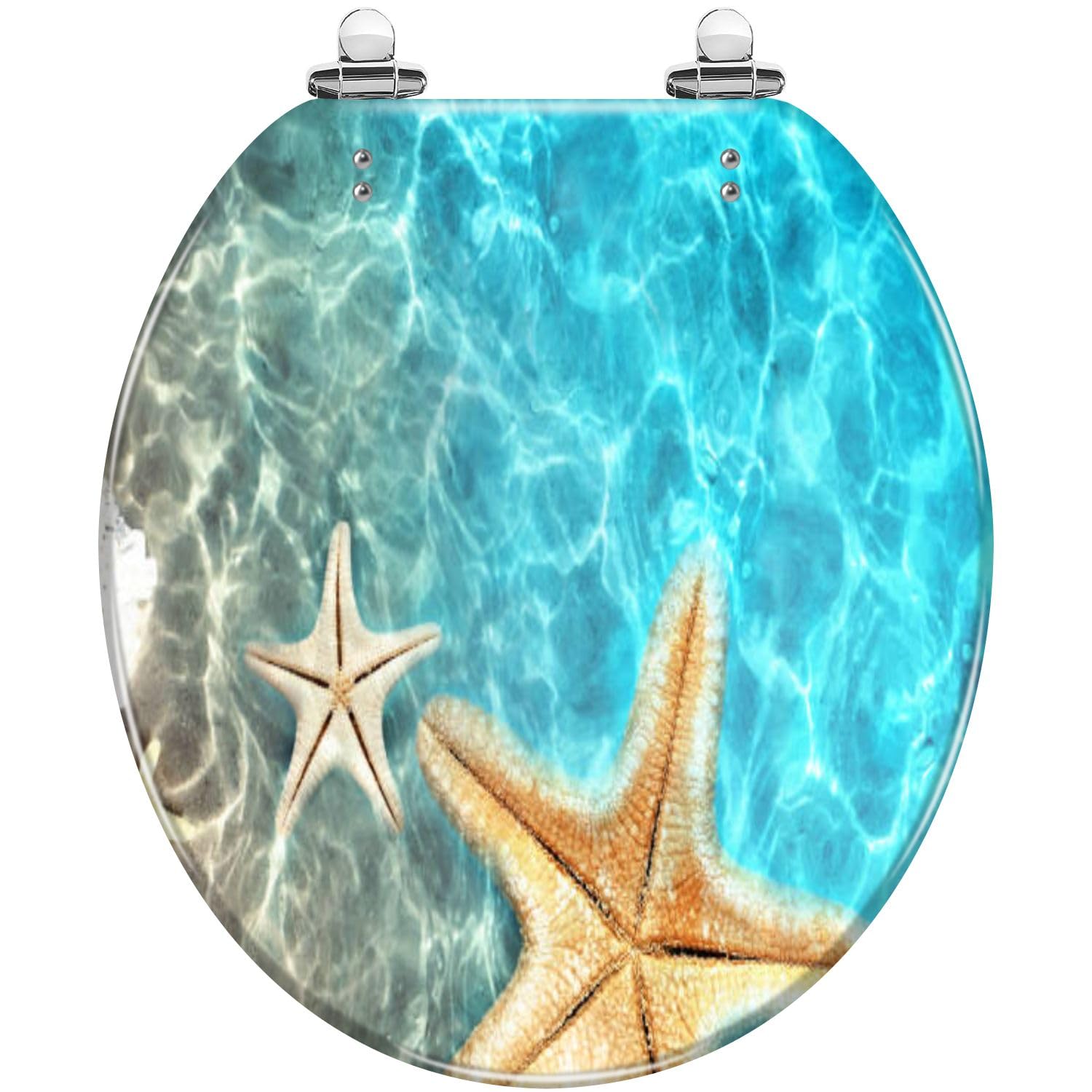 Round Toilet Seat Starfish seashell summer beach sea water Summer Resin ...