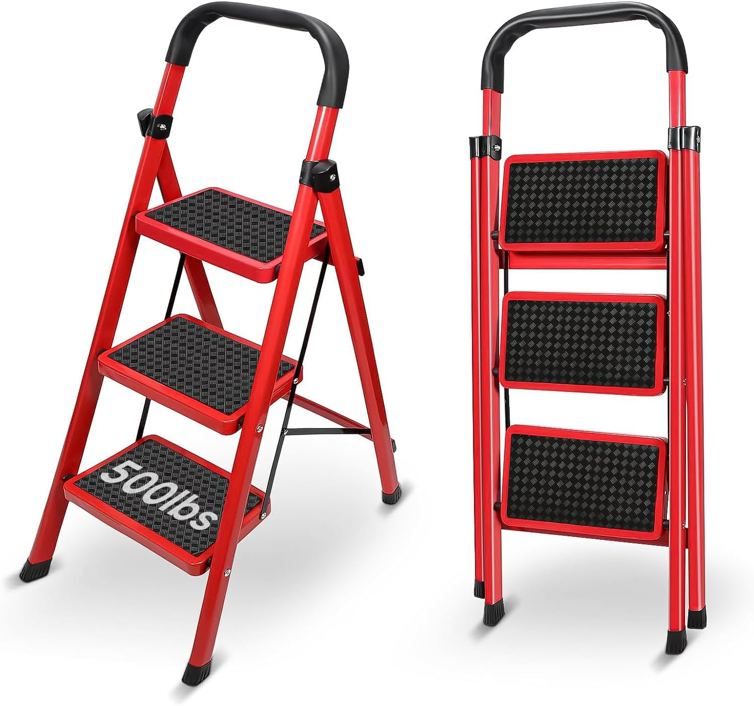 Escalera 3 Peldaños Plegable Acero Inox Portátil | Paga Hasta 24 Meses