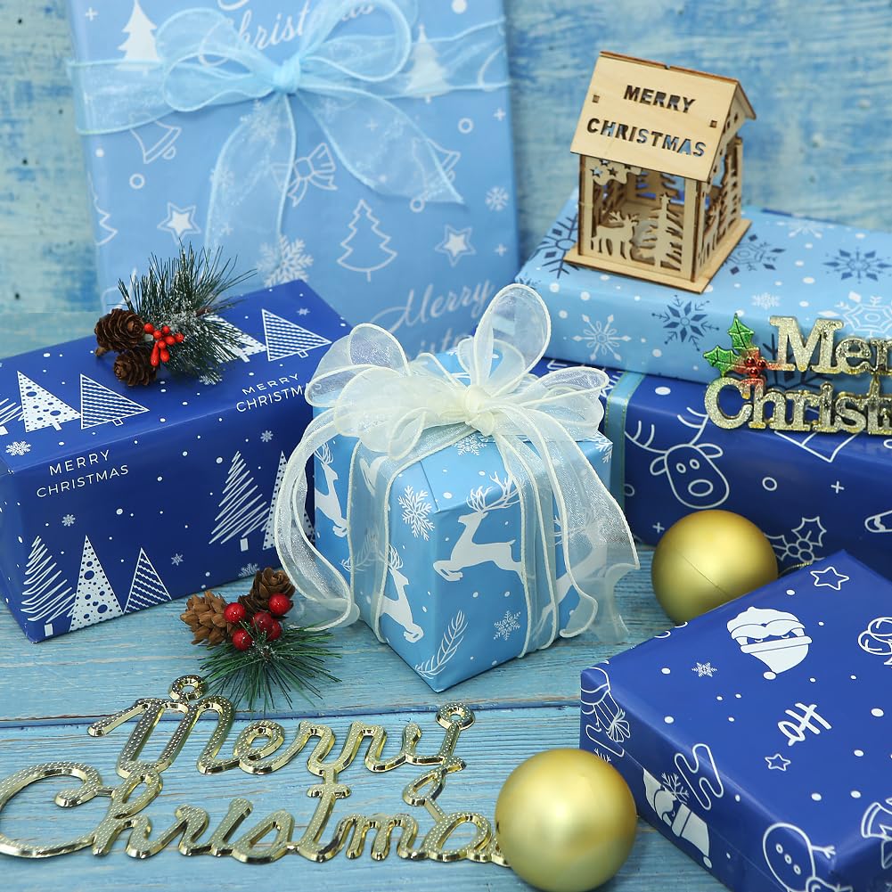 Blue And Silver Christmas Wrapping Paper