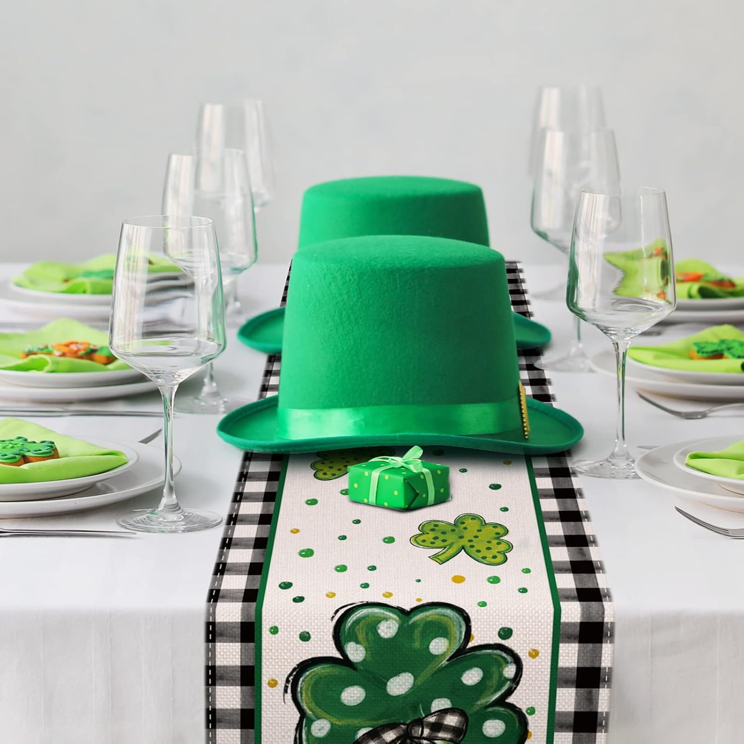 AnyDesign Camino de mesa rectangular de trébol del día de San Patricio ...