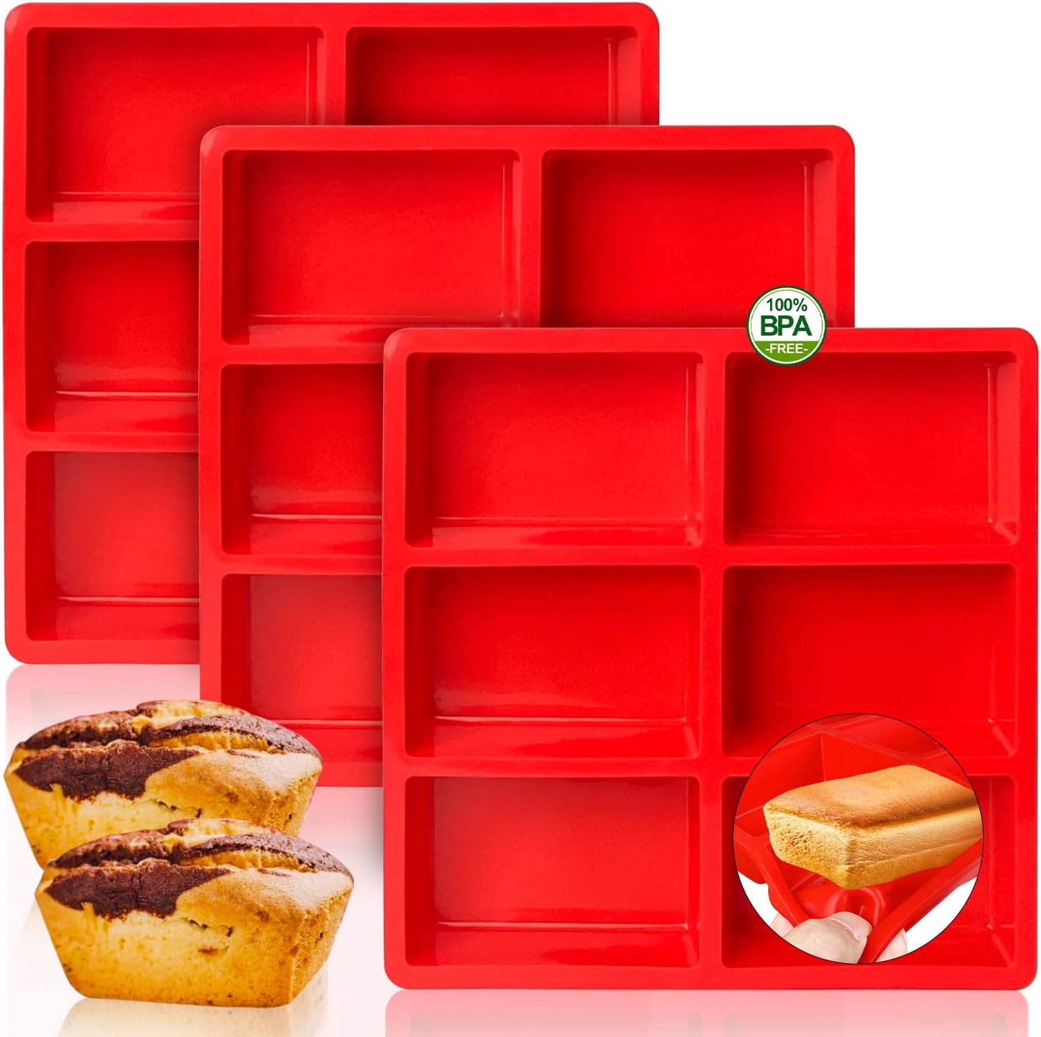 Amazon.com: Walfos Silicone Mini Bread Baking Pan 6 Cavities Non-Stick ...