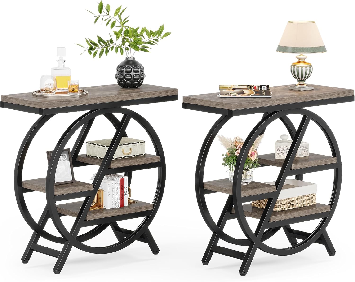 Amazon.com: LITTLE TREE End Table, Narrow Side Table with 4-Tier Large ...