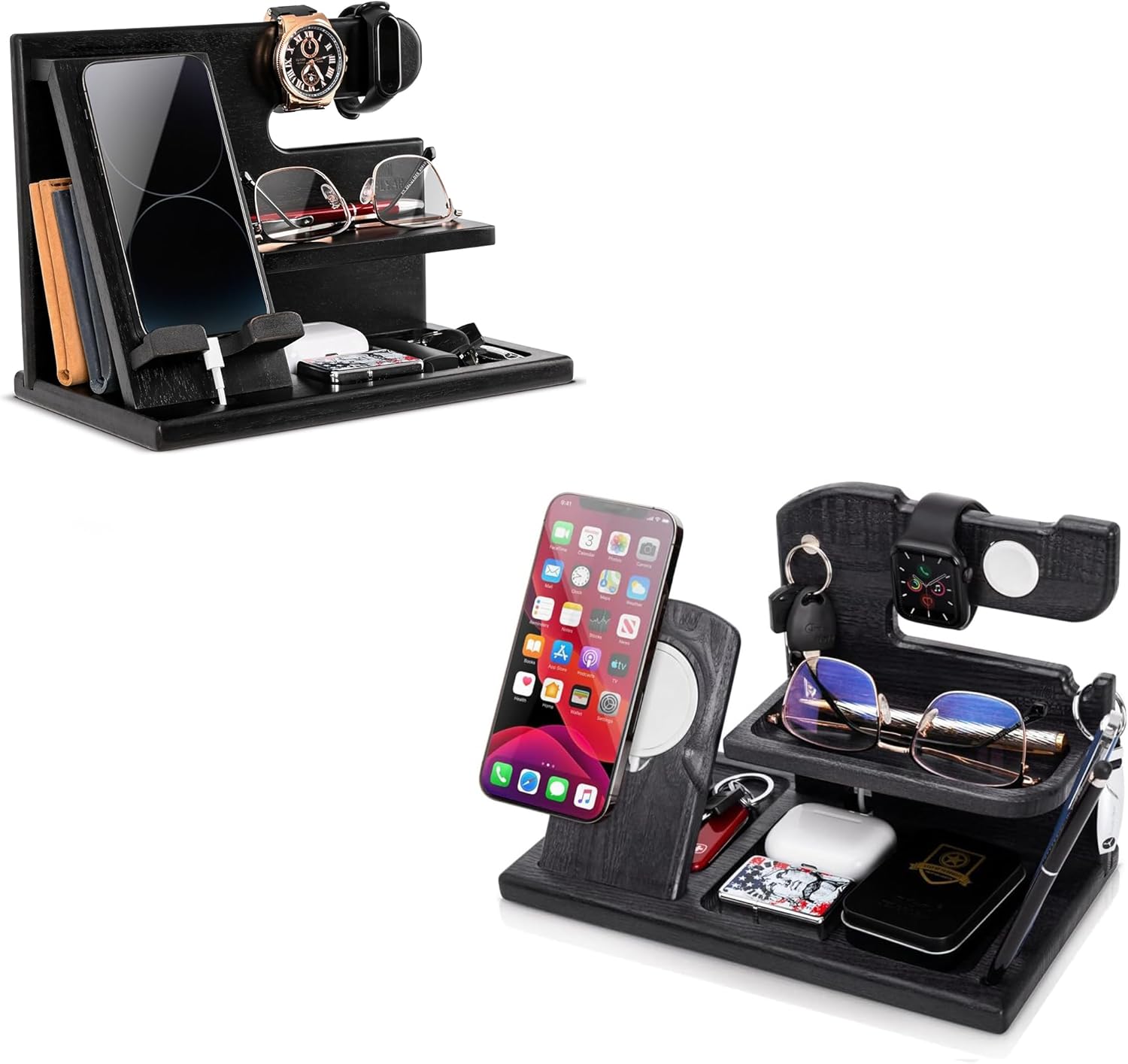 Amazon.com: TESLYAR Wood Phone Docking Station in Ebony & Docking ...