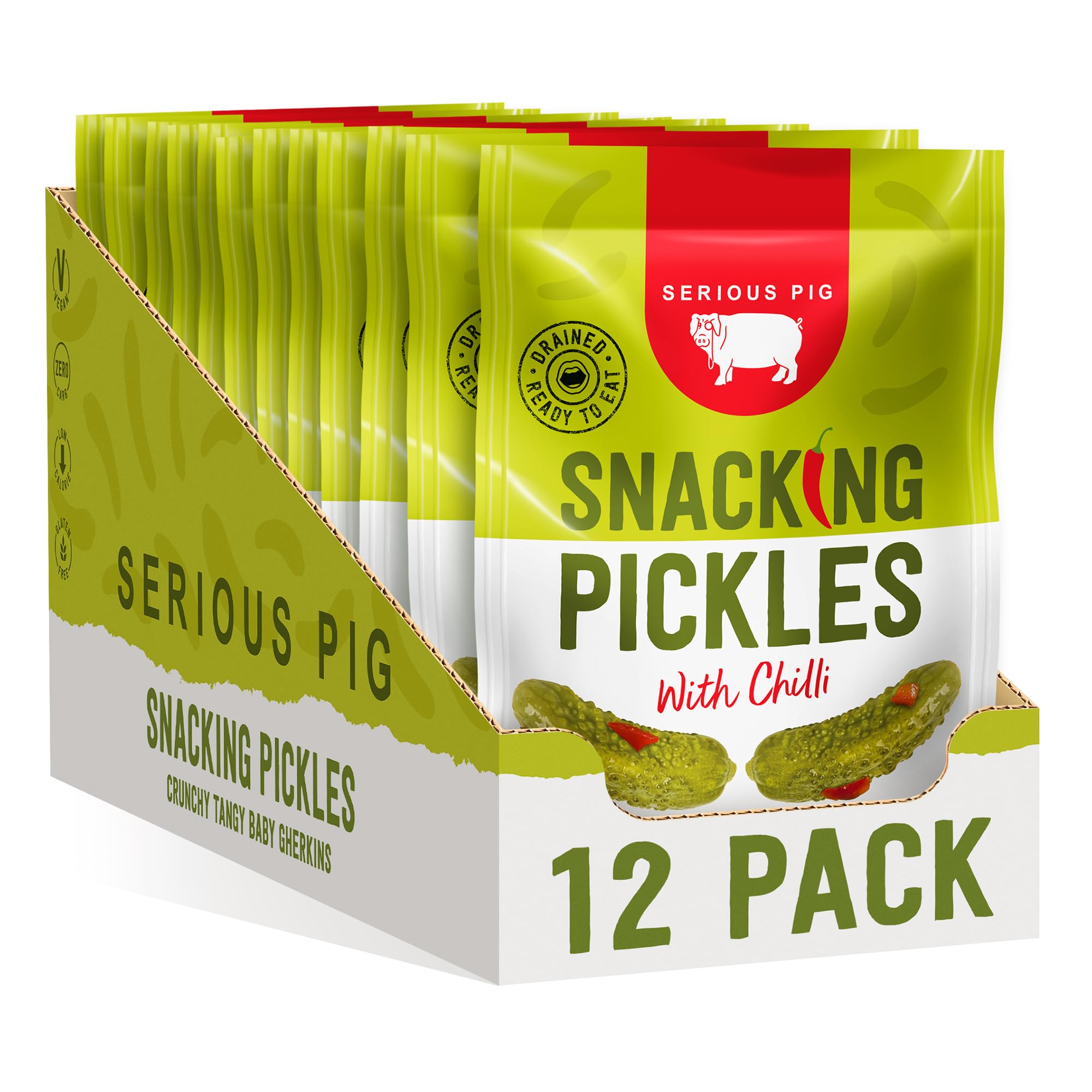 Serious Pig - Chilli Pickled Snacking Gherkins In A Pouch, Crunchy ...