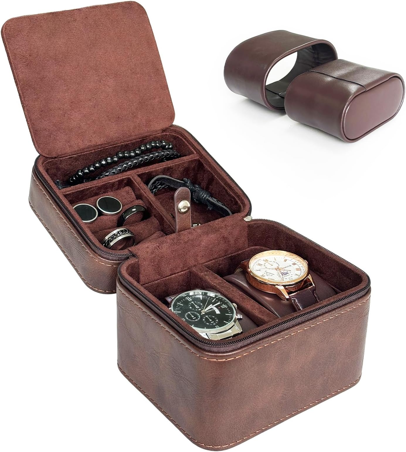 Amazon.com: Penitent Man Trading Co Leather Watch Case - Luxury Travel ...