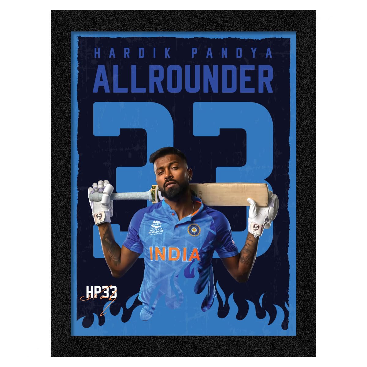 ArtX Paper Hardik Pandya Mumbai Indians Framed Poster, Motivational ...