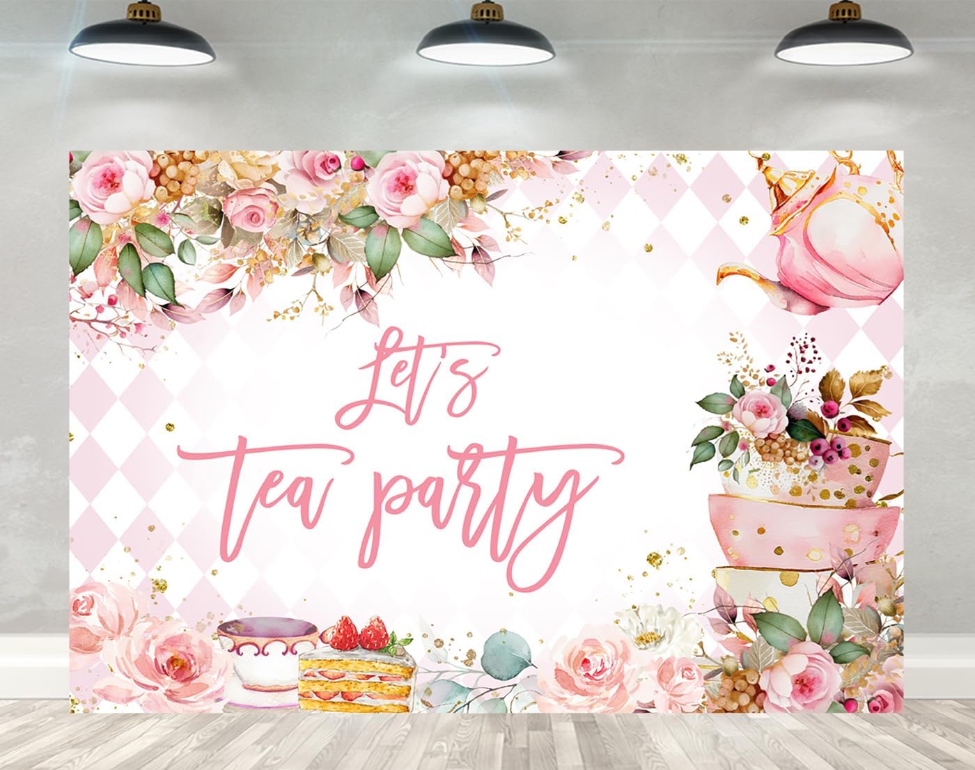 Ticuenicoa 5×3ft Tea Party Backdrop Lace Let's Partea Pink Floral ...