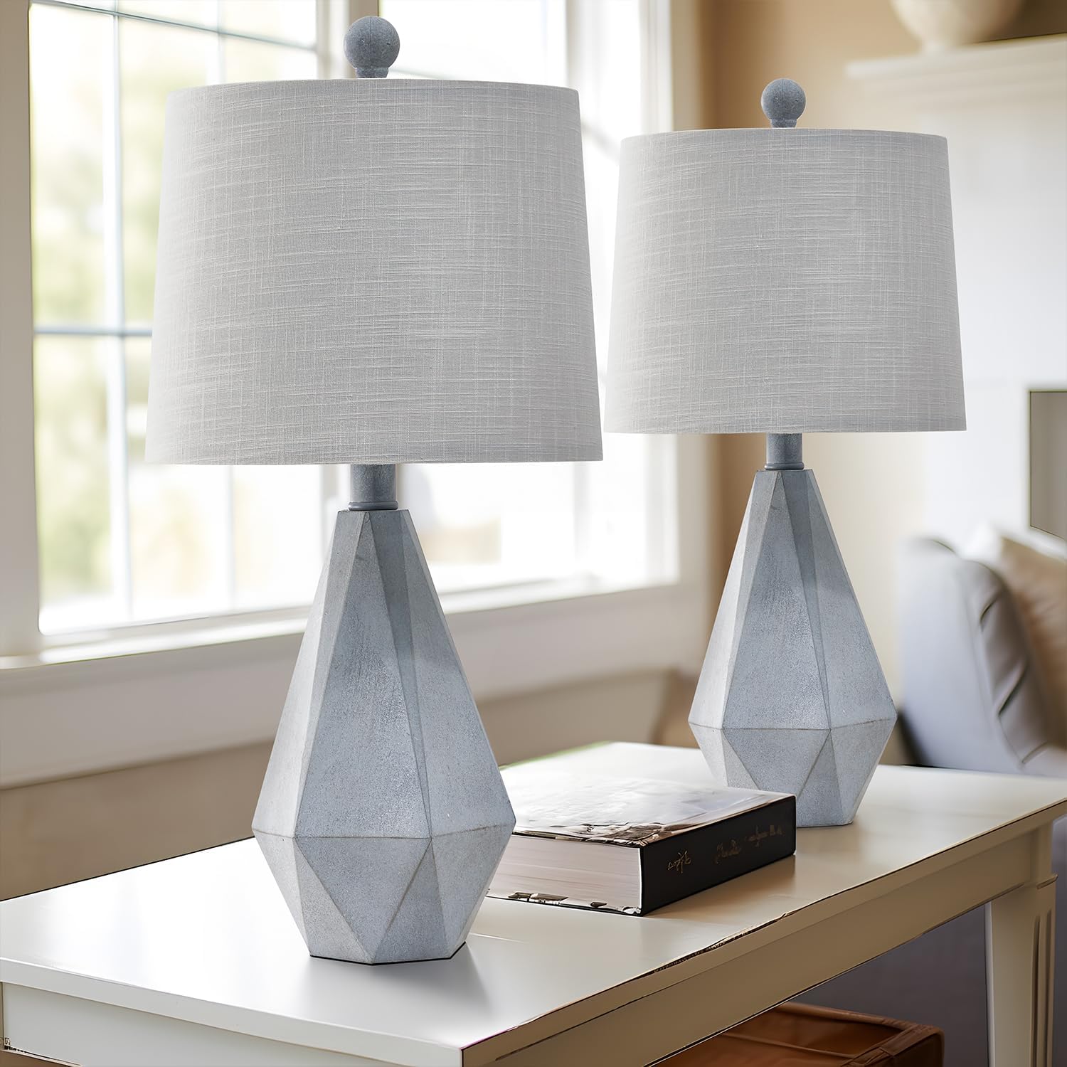 PoKat 20.25" Rustic Farmhouse Table Lamp Sets of 2 for Living Room ...