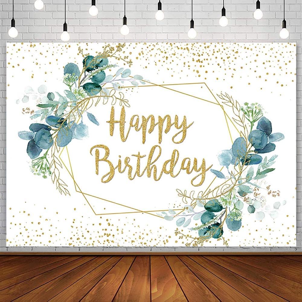 Amazon.com : Sendy SENDY 7x5ft Greenery Gold Birthday Backdrop ...