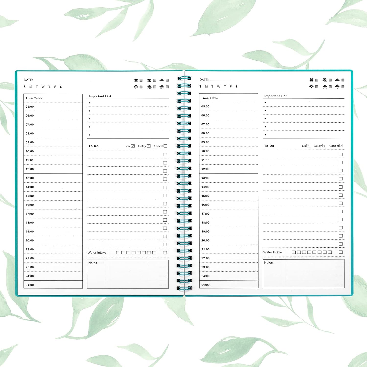 Agenda diaria sin fecha, 7.6 x 10.2 pulgadas, agenda por hora, cuaderno ...