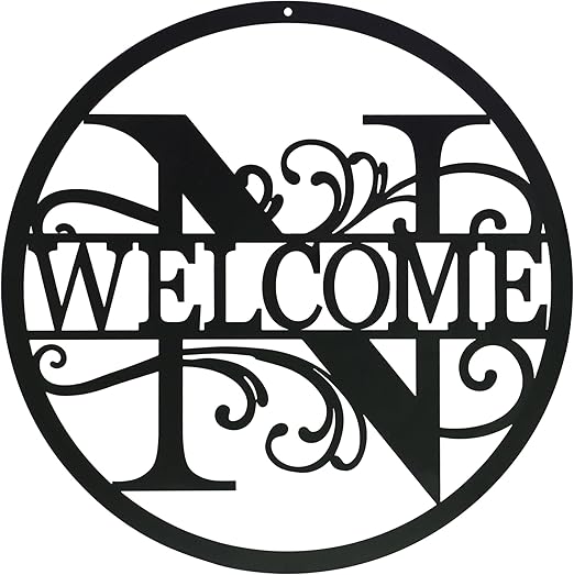 Amazon.com: VinSees Metal Initial Welcome Sign Metal Monogrammed Sign ...
