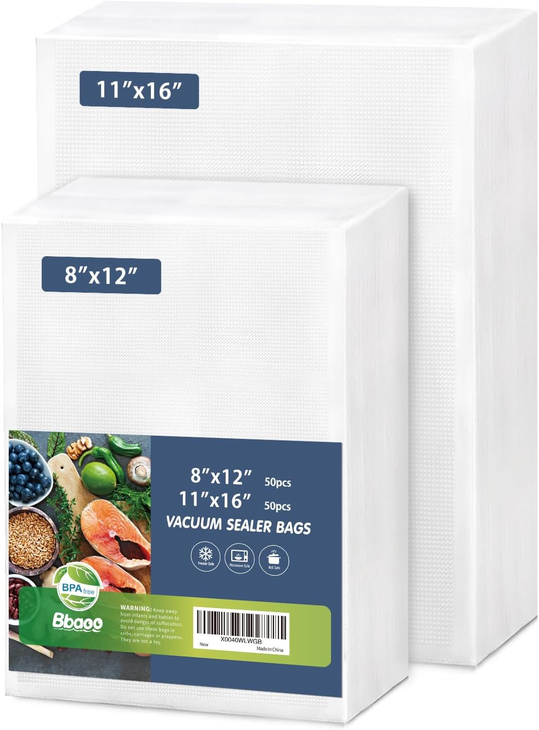 Amazon.com: Kootek Vacuum Sealer Bags, 150 Gallon 11" x 16", Quart 8" x ...