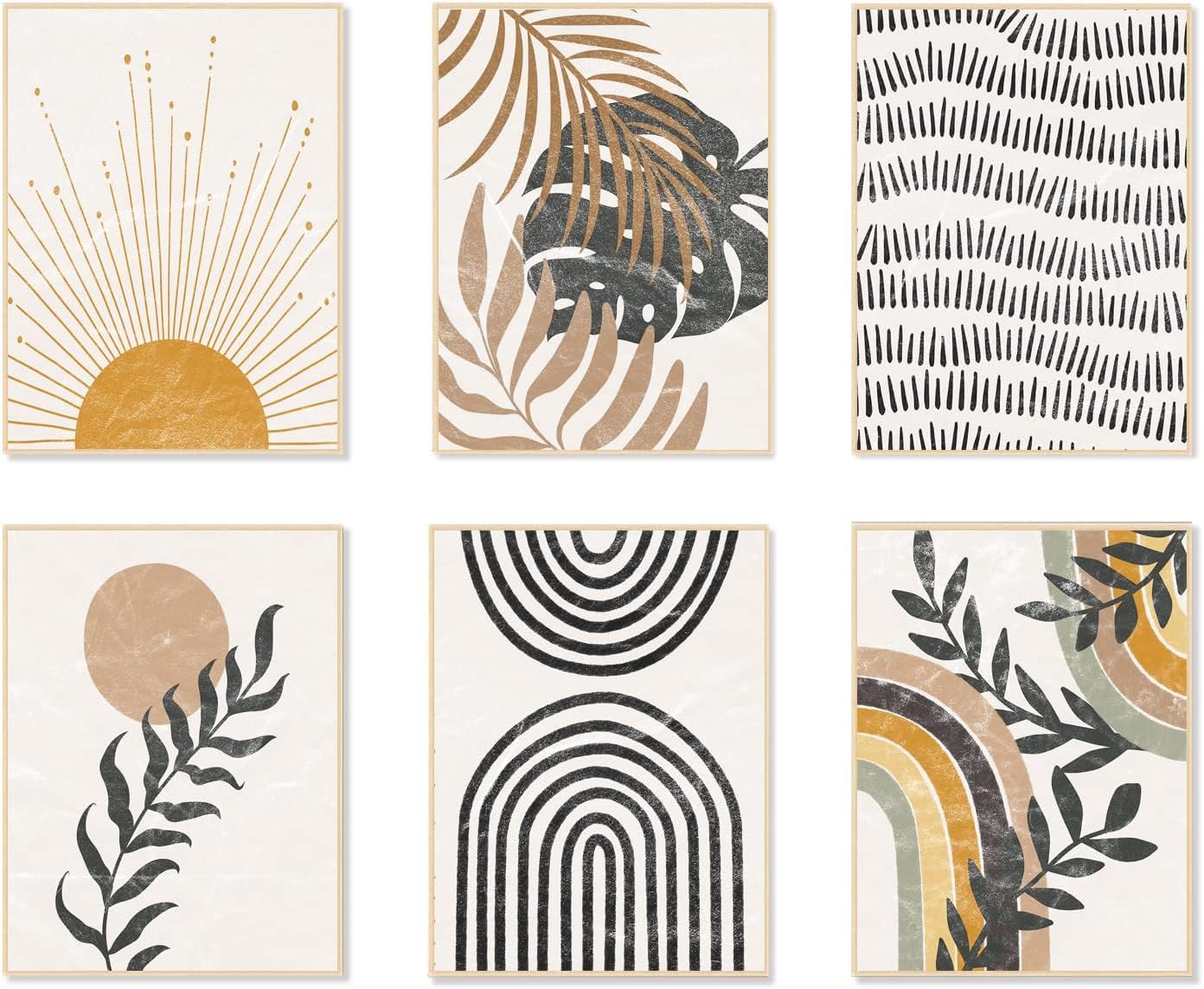 ZIENVE Boho Wall Posters for Room Decor, Set of 6 Neutral Geometric ...