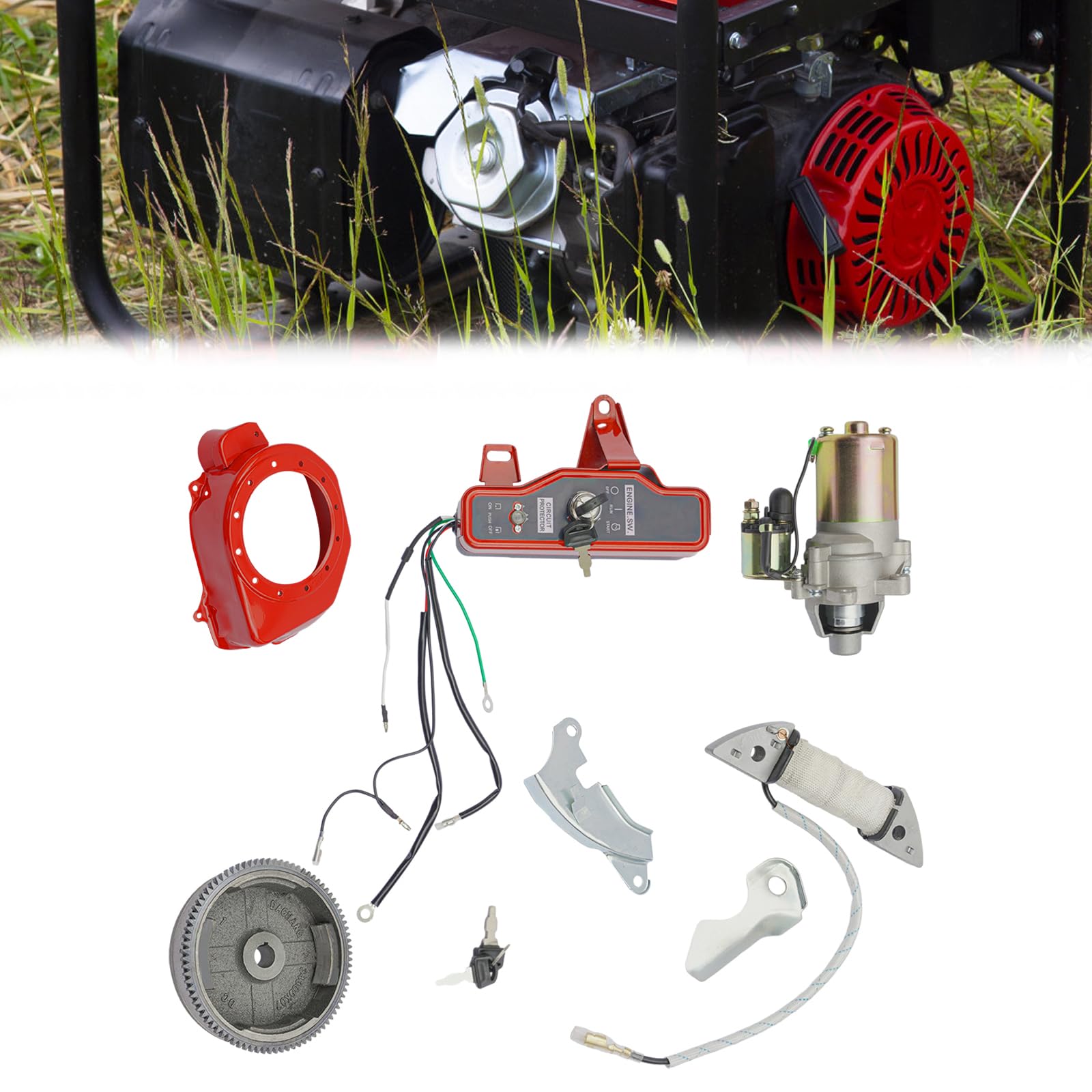Electric Start Kit Starter Motor Flywheel Switch Honda Electric Start