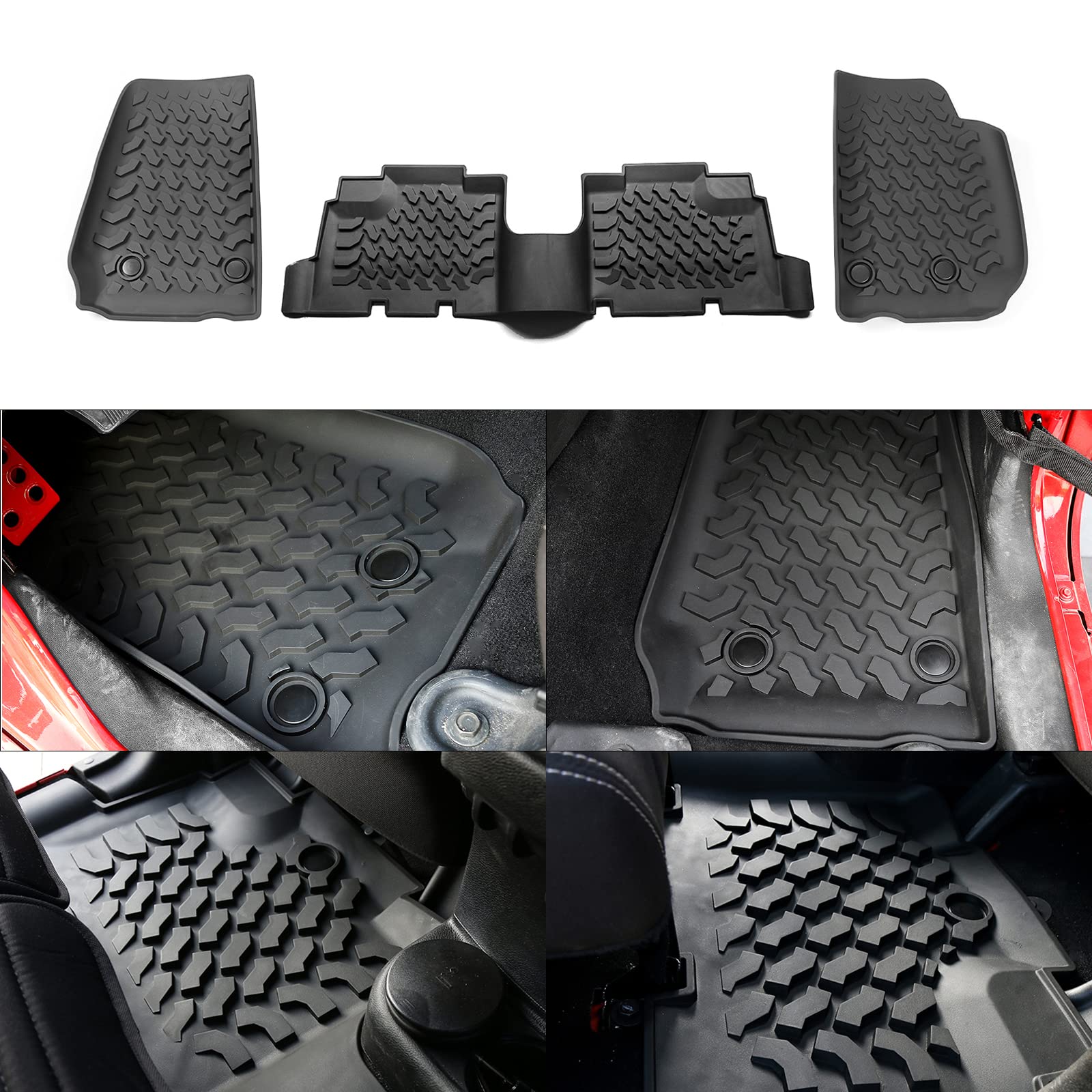 Amazon.com: RT-TCZ Front and Back Floor Foot Mats TPE Floor Carpet ...