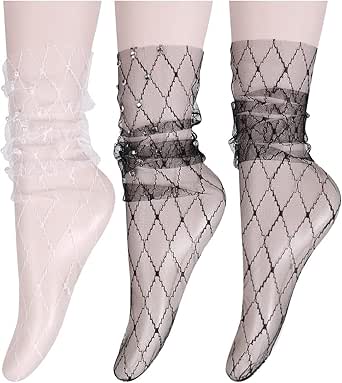 Amazon.com: Benefeet Sox Womens Girls Baroque Sheer Lace Black Slouch ...