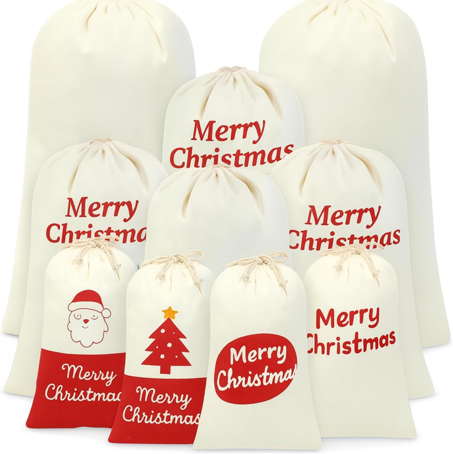 Amazon.com: Clysee 12 Pcs Santa Sublimation Blank Christmas Sacks ...