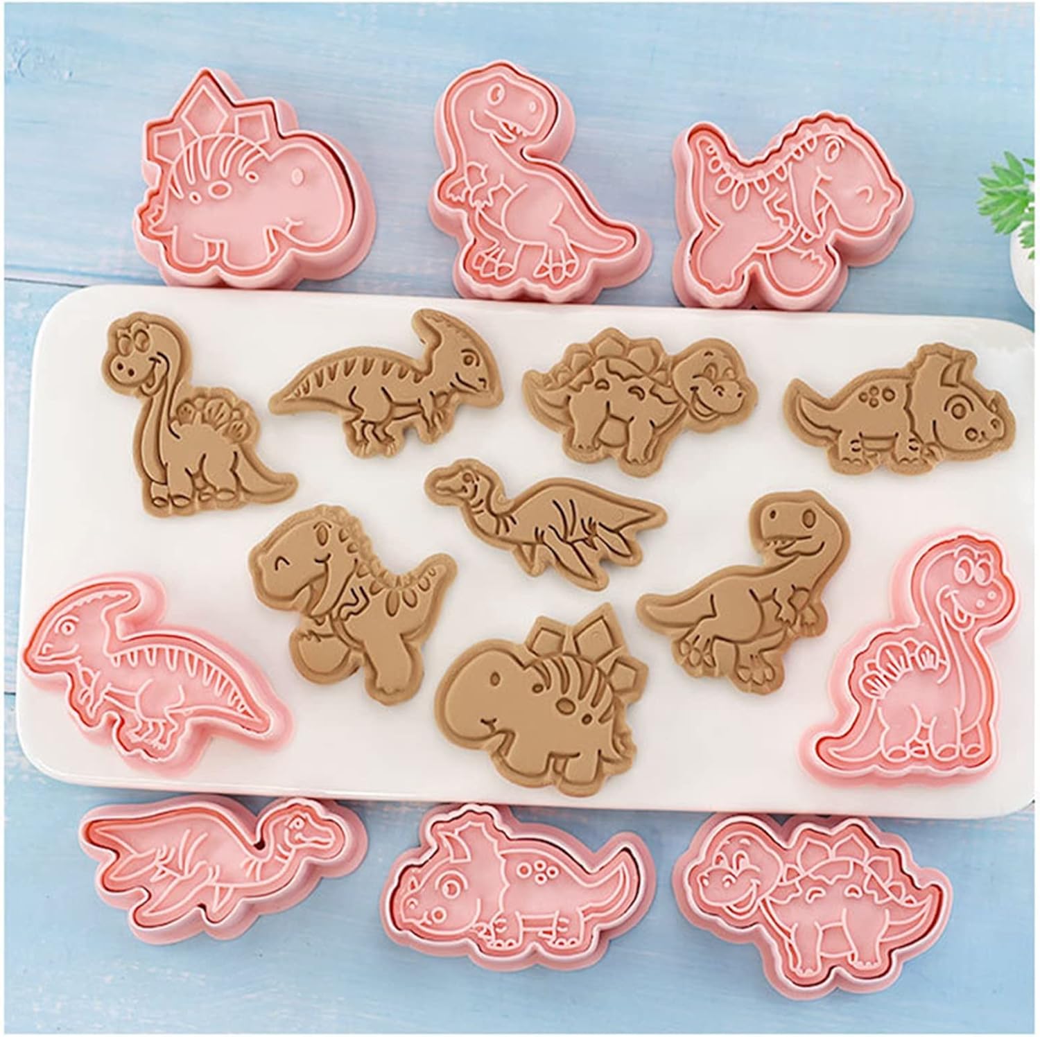 Amazon.com: Dinosaur Cookie Mould,Cute Dinosaur Cookie Cutters,Plastic ...