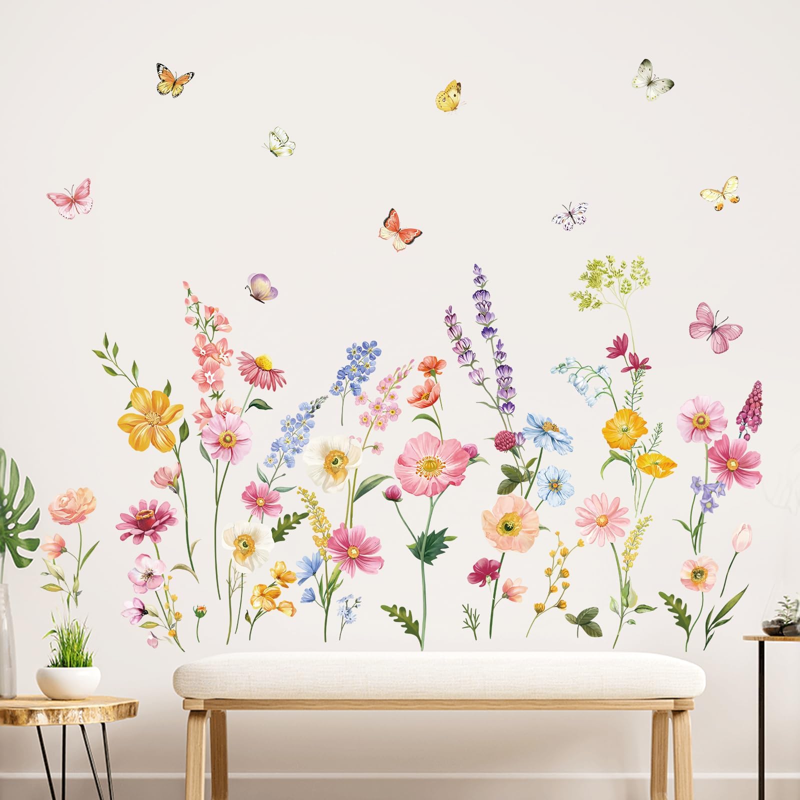Amazon.com: Flower Wall Stickers, Watercolor Flower Wall Decals Vinyl ...