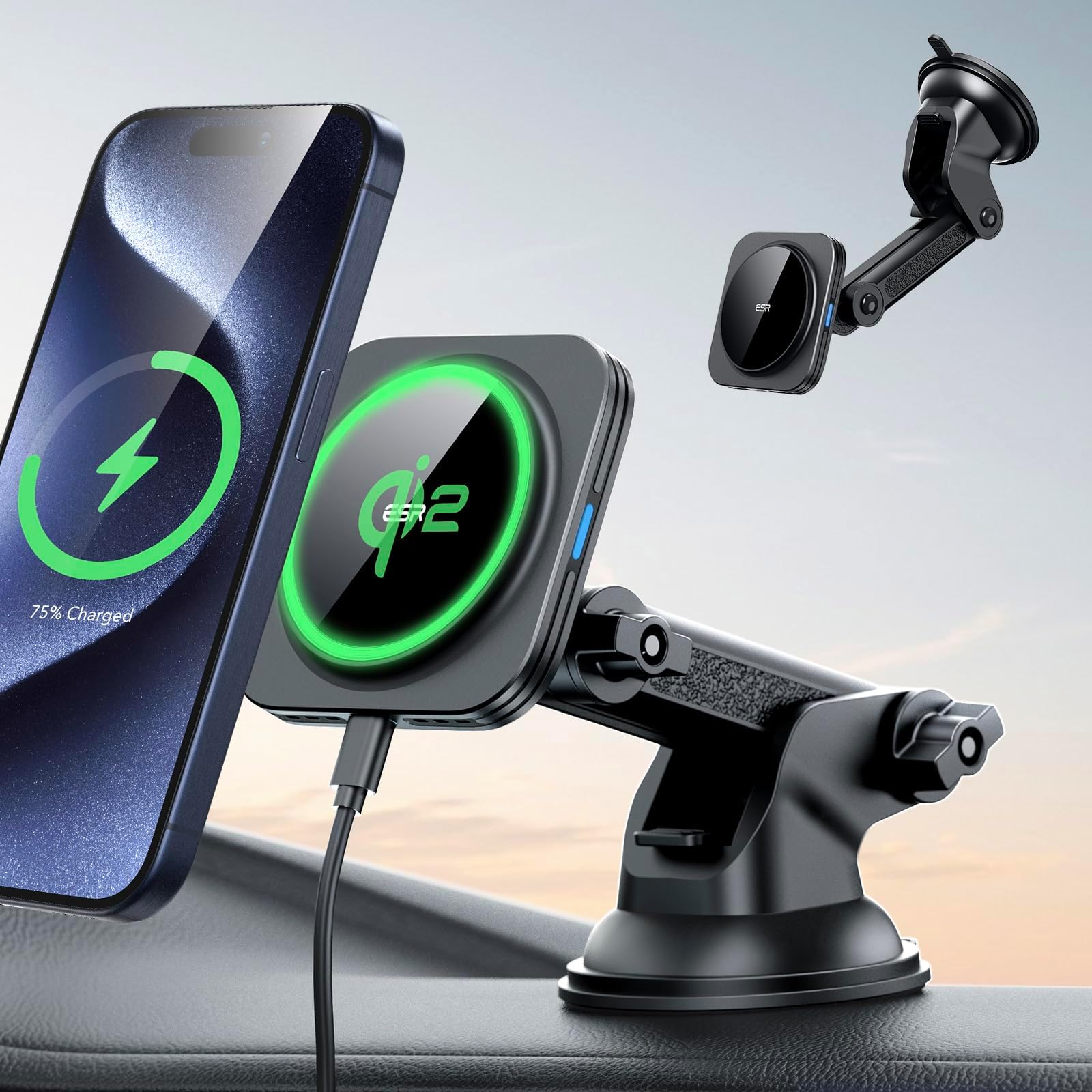 Amazon.com: ESR for Qi2 15W MagSafe Car Mount Charger, Qi2-Certified ...