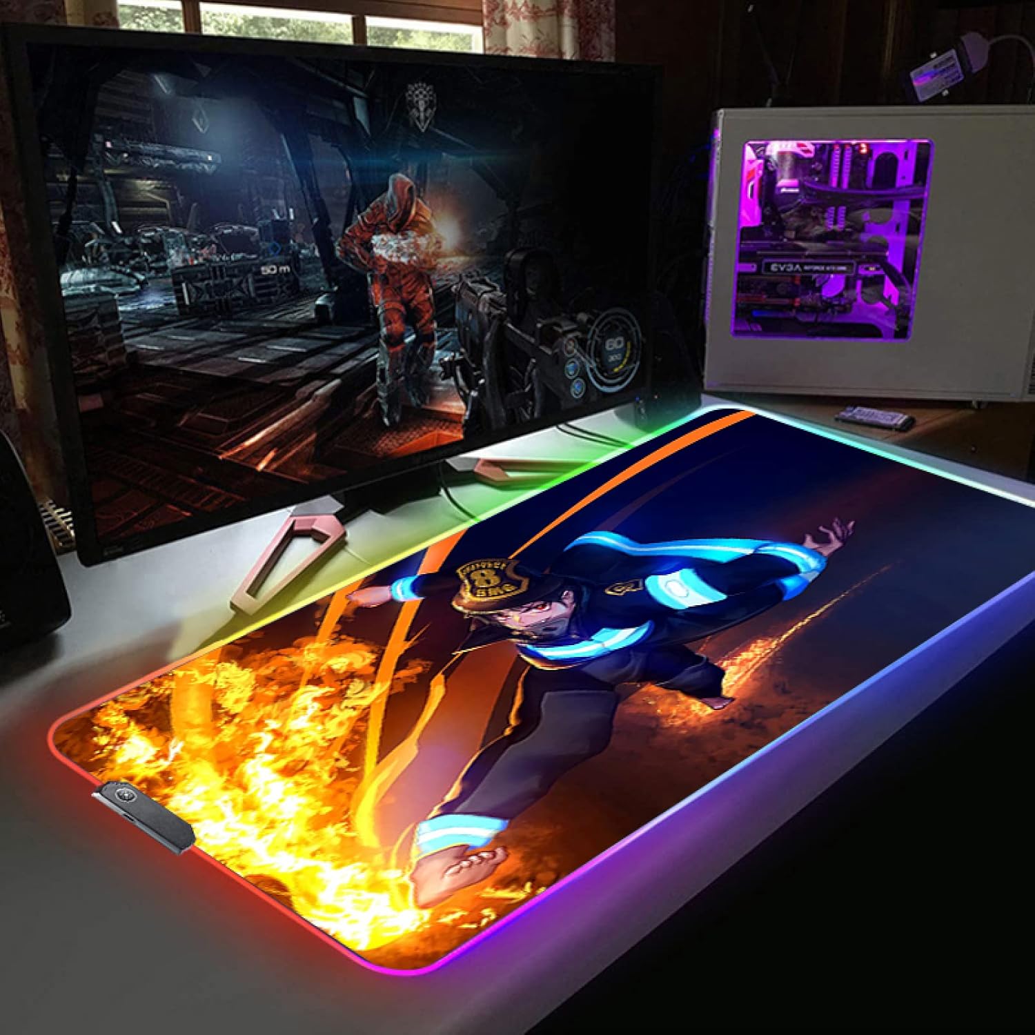 Amazon.com: Gaming Mouse Pads Cartoon Fire Force LED Gaming Mouse Pad ...