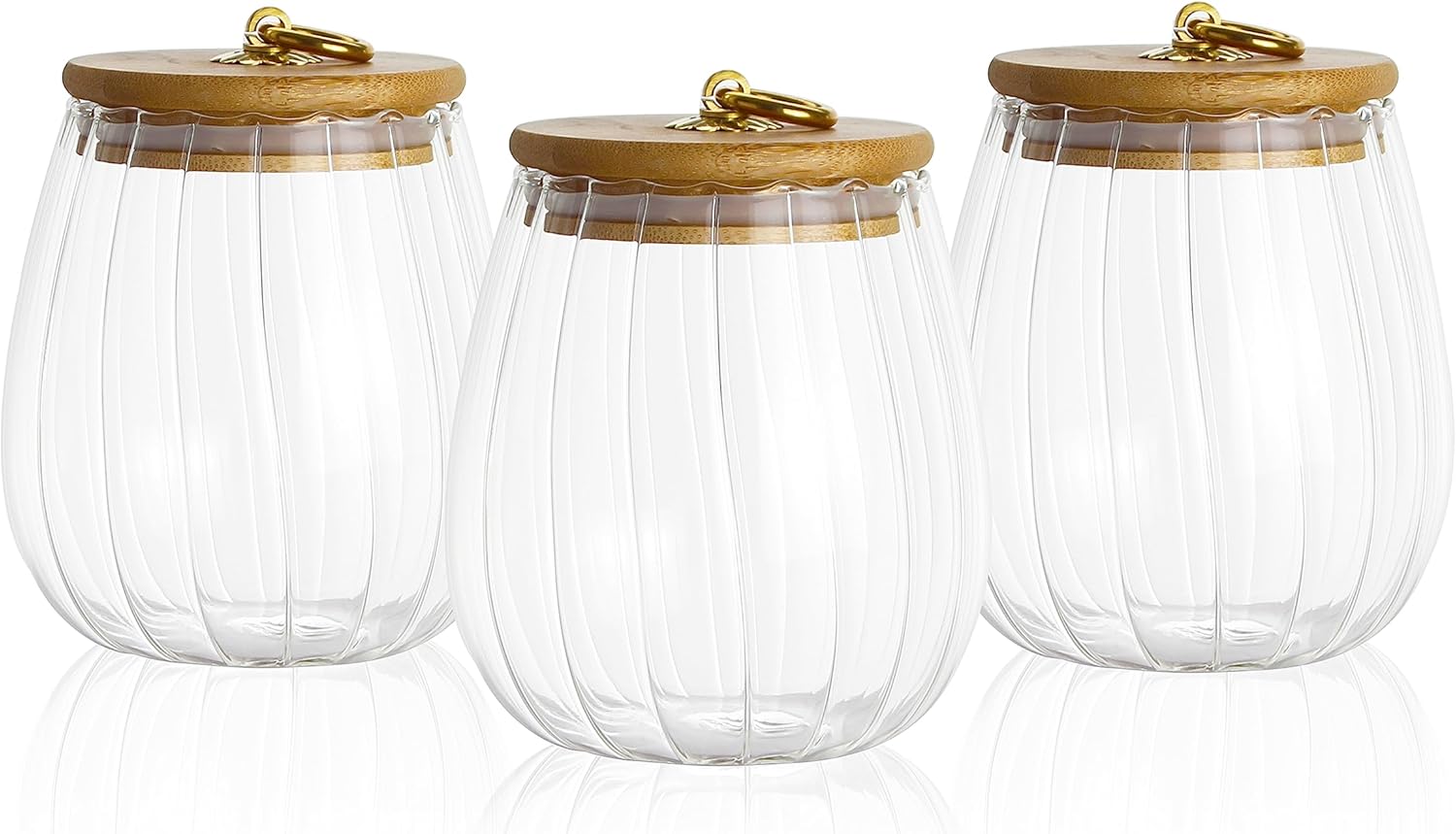 GLIBBUL Glass Jars with Bamboo Lids Food Storage Containers 3x750ml for ...