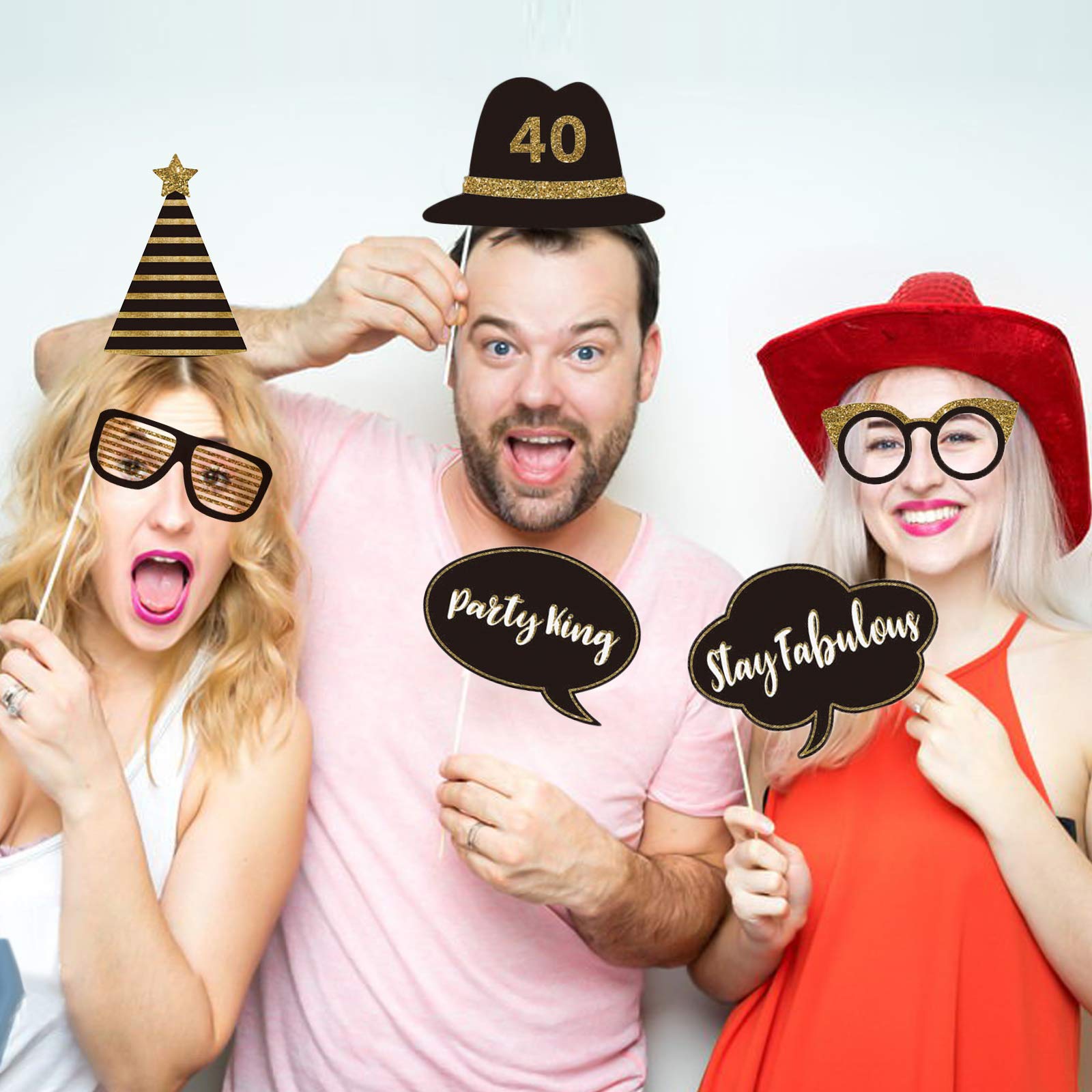 BRT Bearingshui 40th Birthday Party Photo Booth Props And Signs Black And Gold Happy 40th brt-bearingshui-40th-birthday-party-photo-booth-props-and-signs-black-and-gold-happy-40th