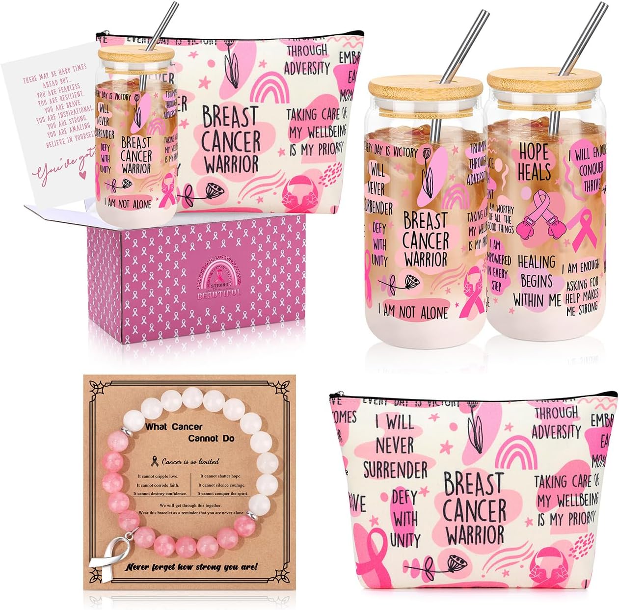Amazon.com | JoycuFF Breast Cancer Care Gifts for Woman, Pink Breast ...