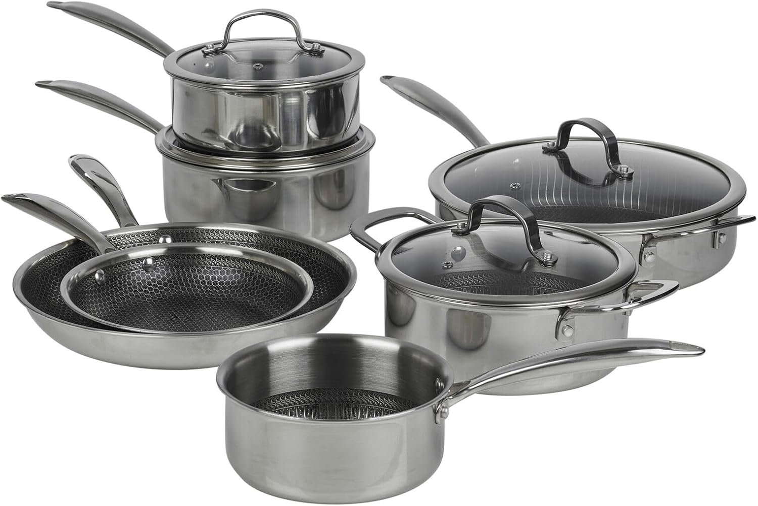 HEXTEC Laser Etched Honeycomb Non Stick Stainless Steel Cookware Pots ...