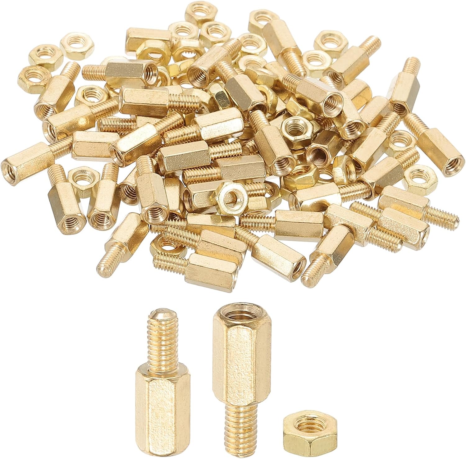 PATIKIL M3X8mm+6mm Standoff Screws, 100Pcs Male to Female Hex Brass PCB ...