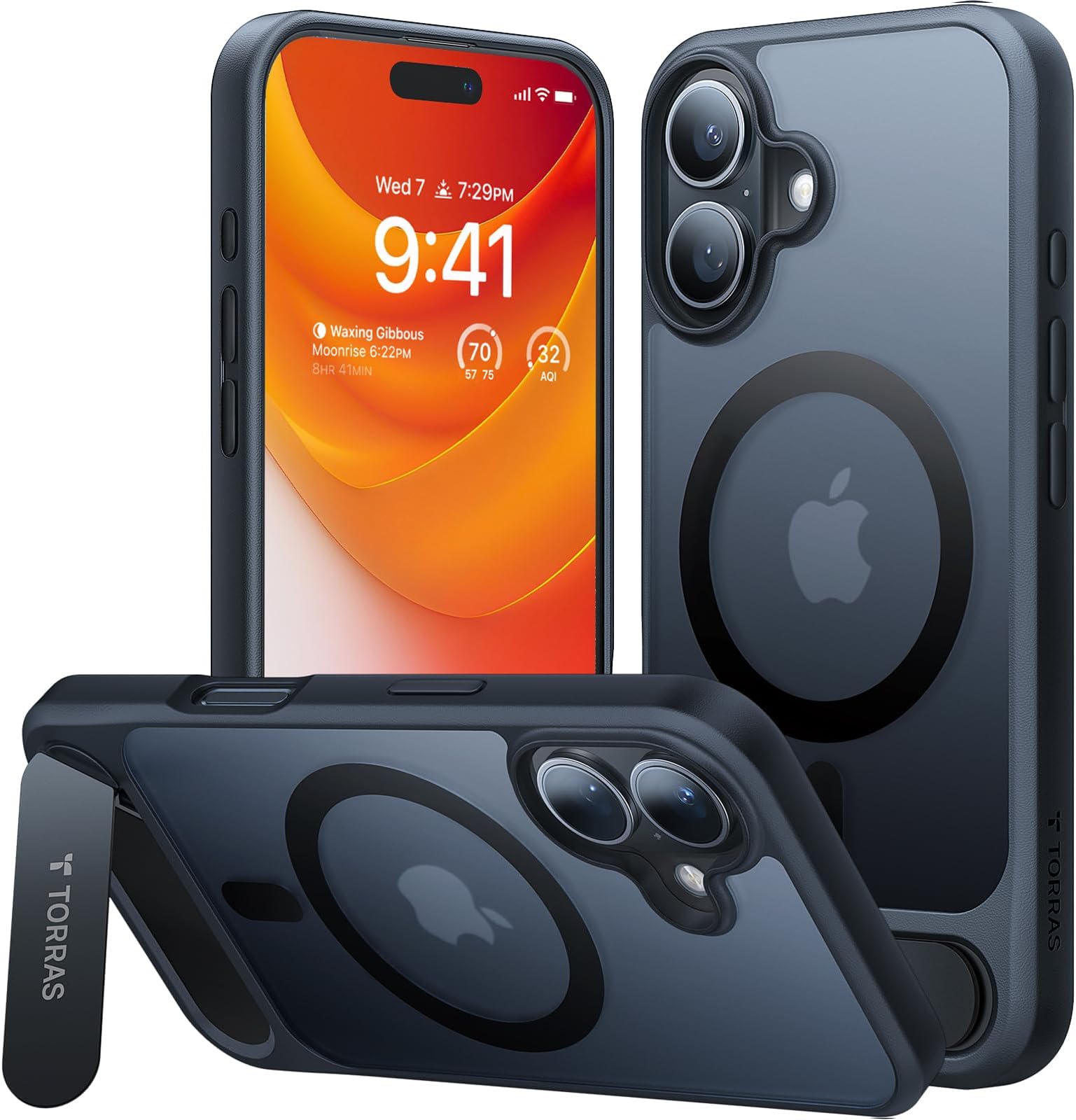 TORRAS for iPhone 16 Plus Case [Durable Titanium Stand] [25W Wireless ...