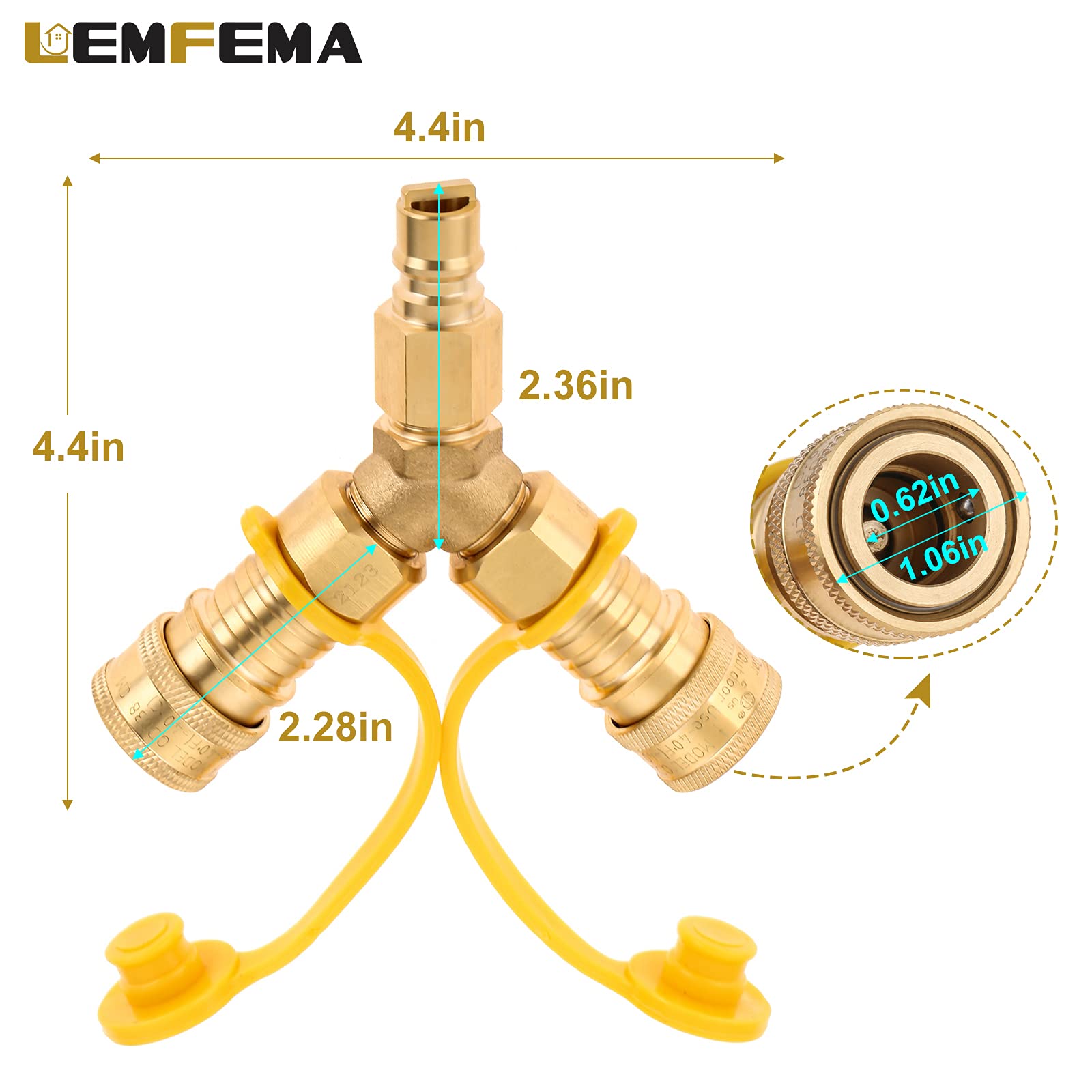 Snapklik.com : Lemfema 3/8” Y Splitter Natural Gas Quick Connect ...