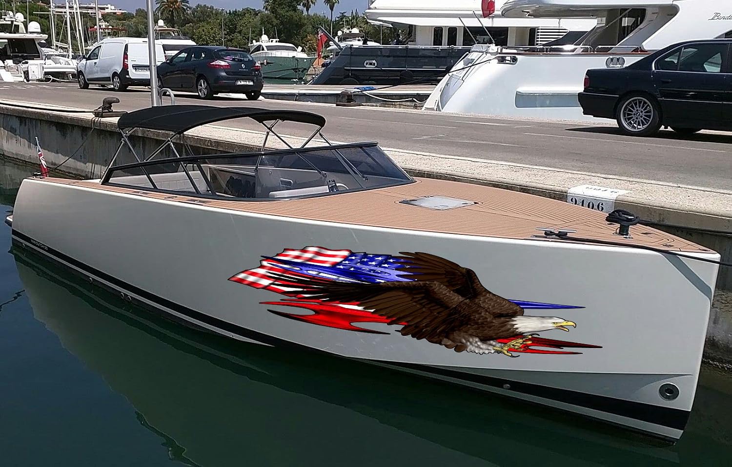 US Flag Boat Full Color Vinyl Sticker, American Pride Watercraft Vinyl ...