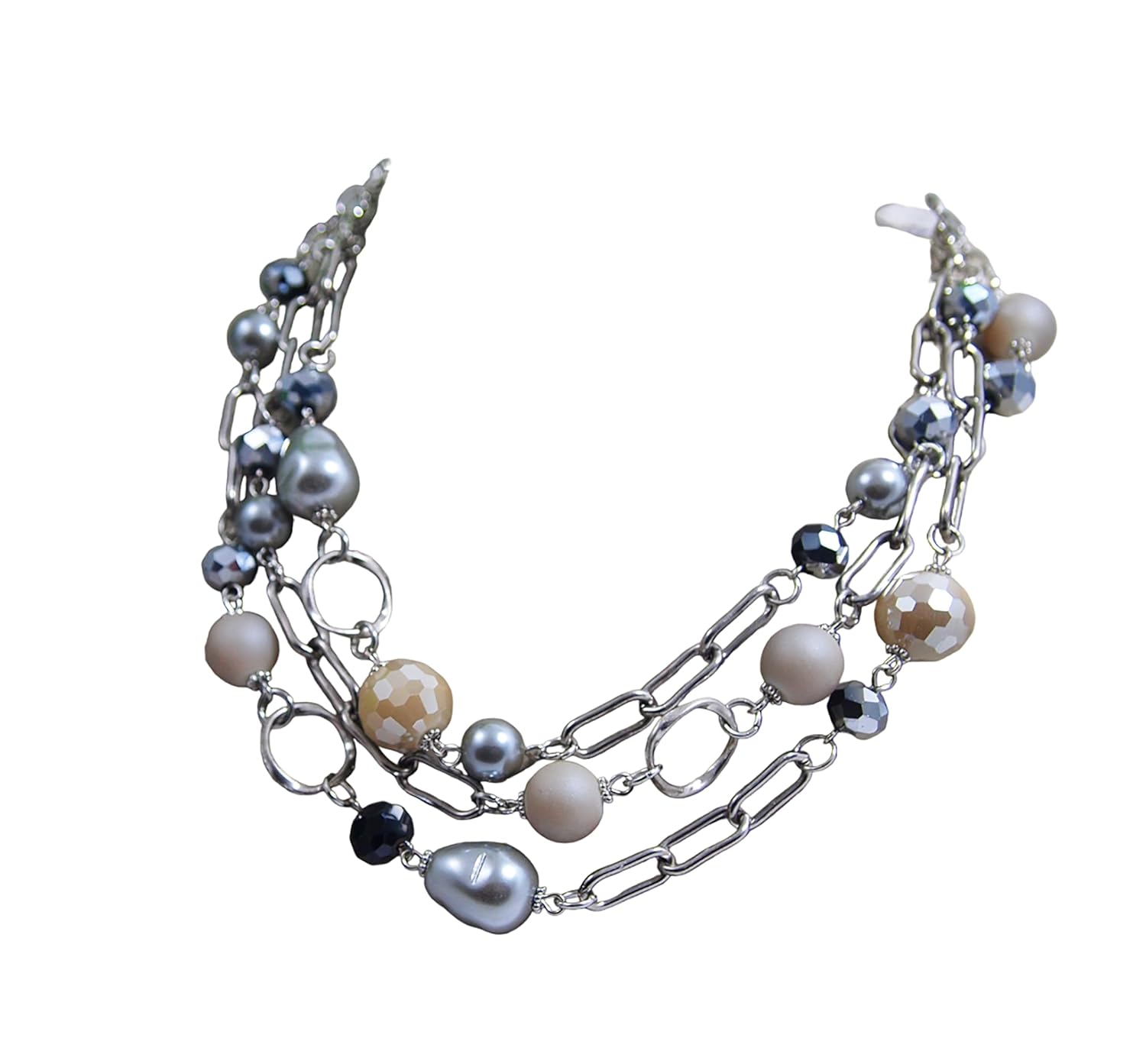 Amazon.com: Multi Strand layered Frosted Multi Layer Mother of Pearl ...