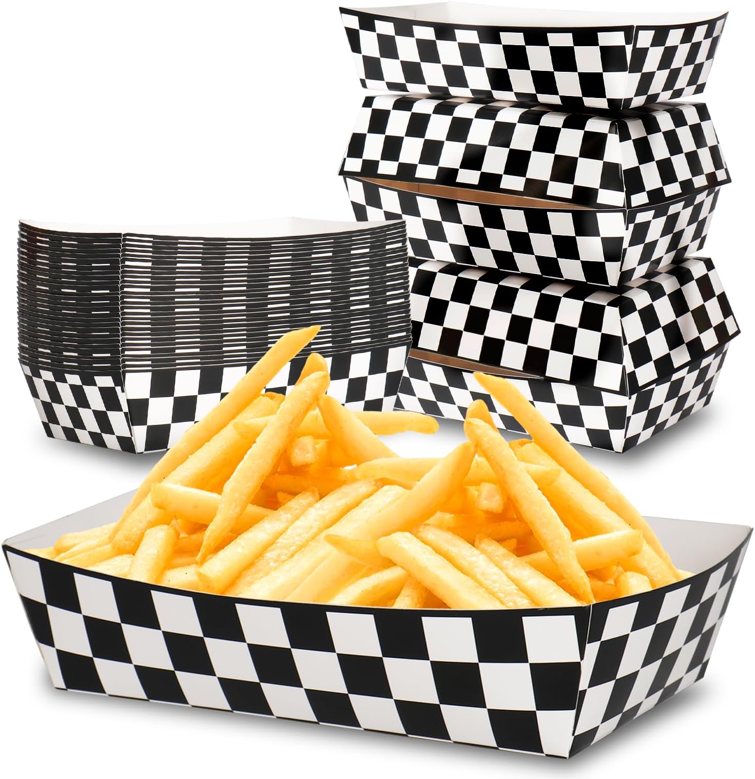 Amazon.com | 50 Pcs Checkered Paper Food Trays with 50 Deli Liner ...