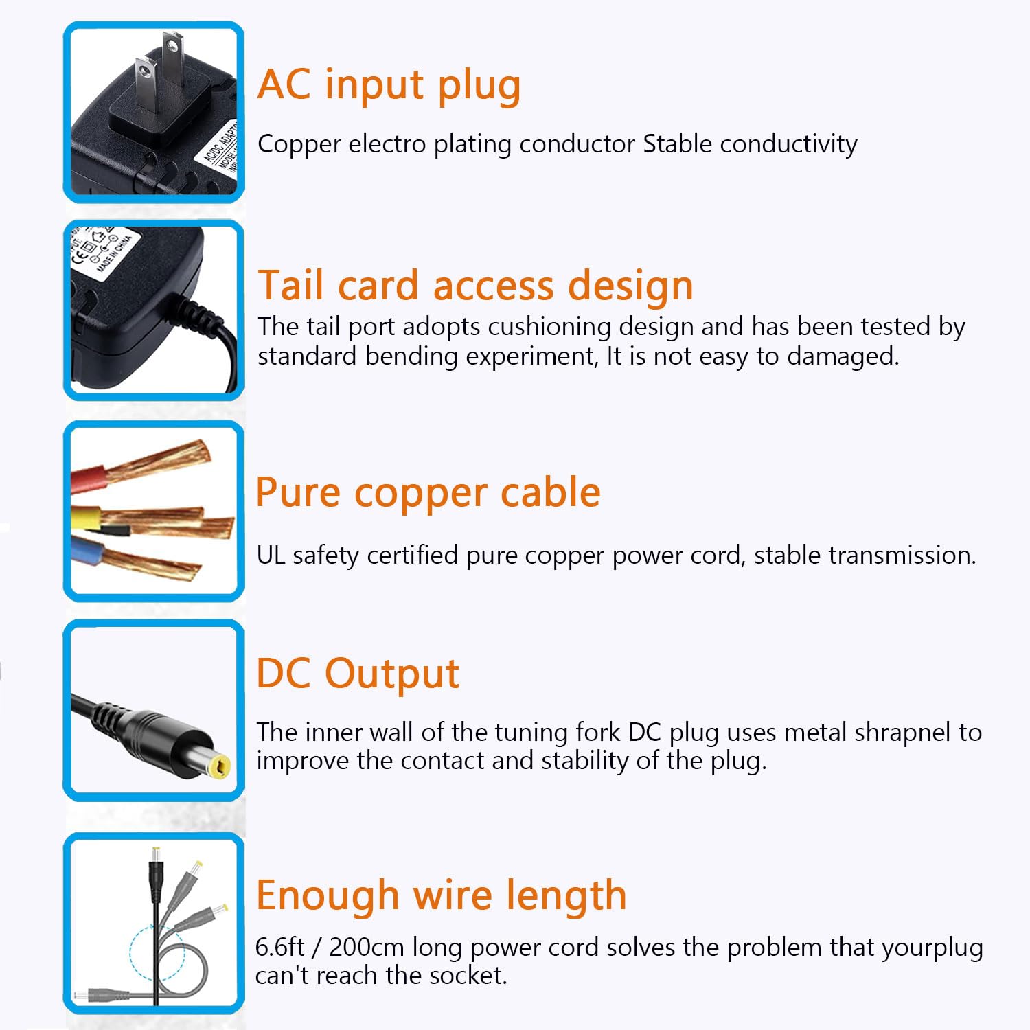 PSR DGX YPT Power Supply Yamaha Keyboard Power Cord 12V - 6.6ft ...
