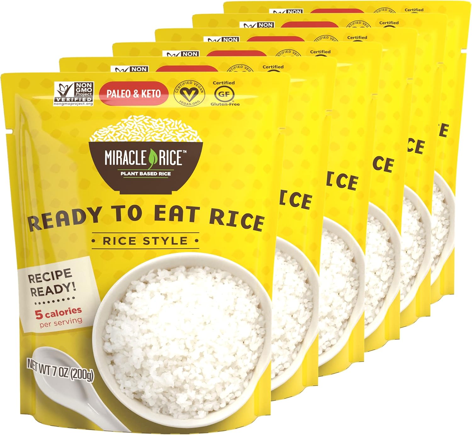 Miracle Rice - Shirataki/Konjac Rice - Vegan, Gluten Free, Kosher (200 ...